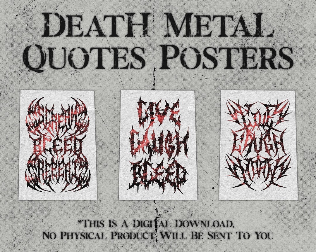 20 Death Metal Quote Digital Prints - Brutal Art Designs for Band Merch ...