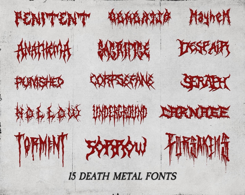 15 Premium Death Metal Fonts – Gothic & Black Metal Typeface Bundle for ...