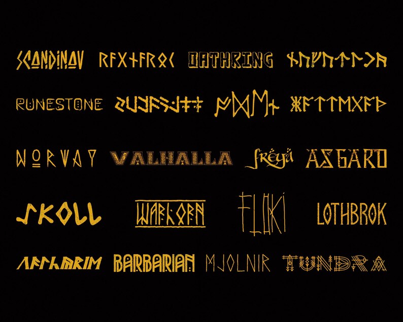 Viking & Norse Rune Fonts Bundle | 20 Elder Futhark OTF TTF Runic ...