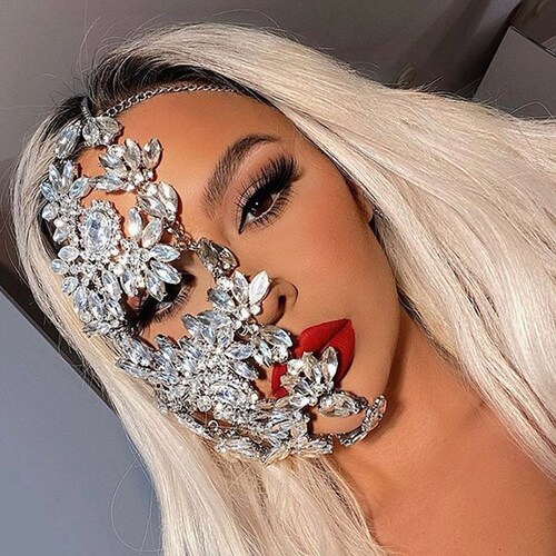 Crystal Tassel Face Mask Rhinestone Masquerade Mask Jewelry - Etsy