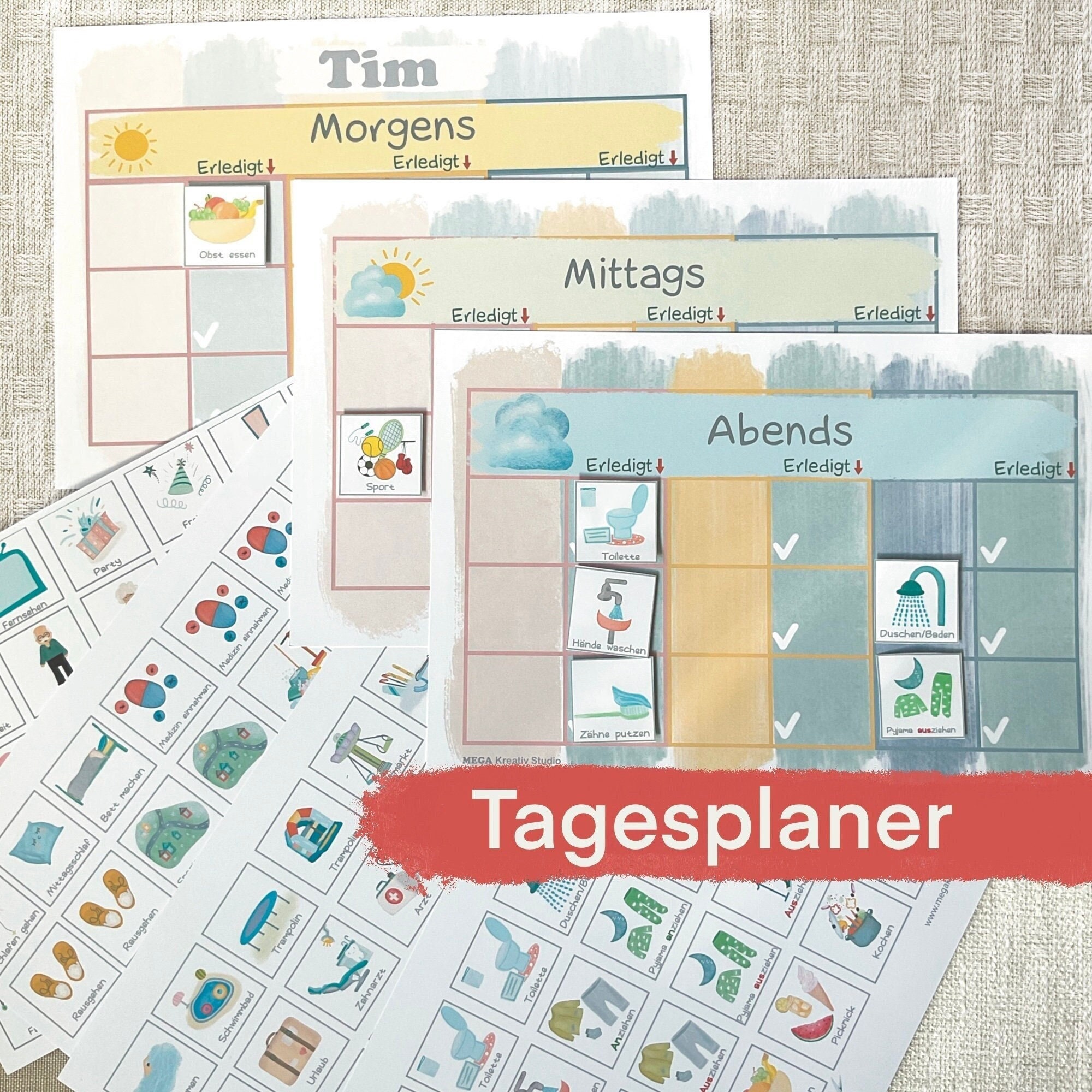 Tagesplan Für Kinder Zum Ausdrucken, Routineplan, Morgens Abends, PDF ...