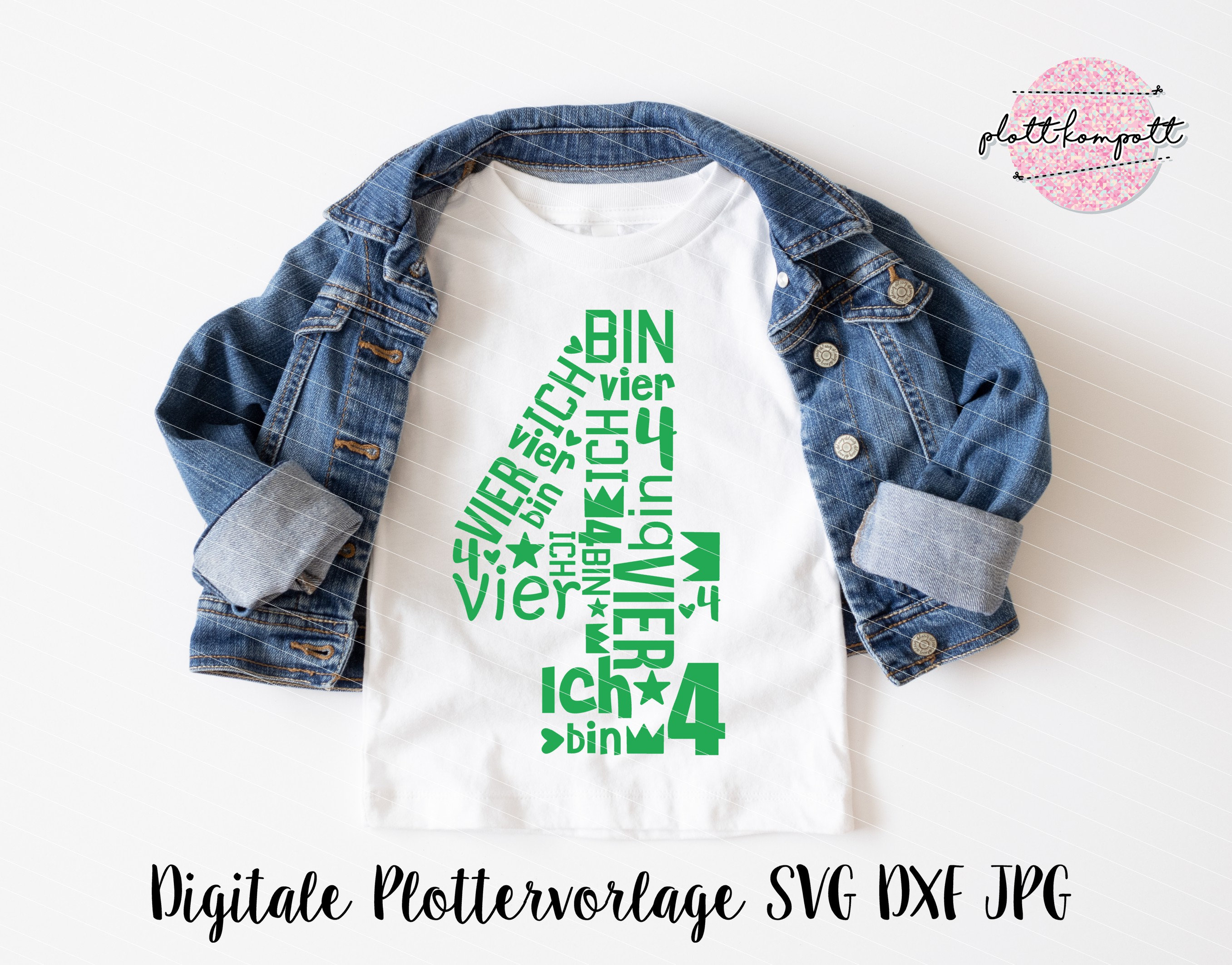 Plotterdatei Geburtstagszahl 4 vier SVG DXF JPG Plottervorlage plotten ...