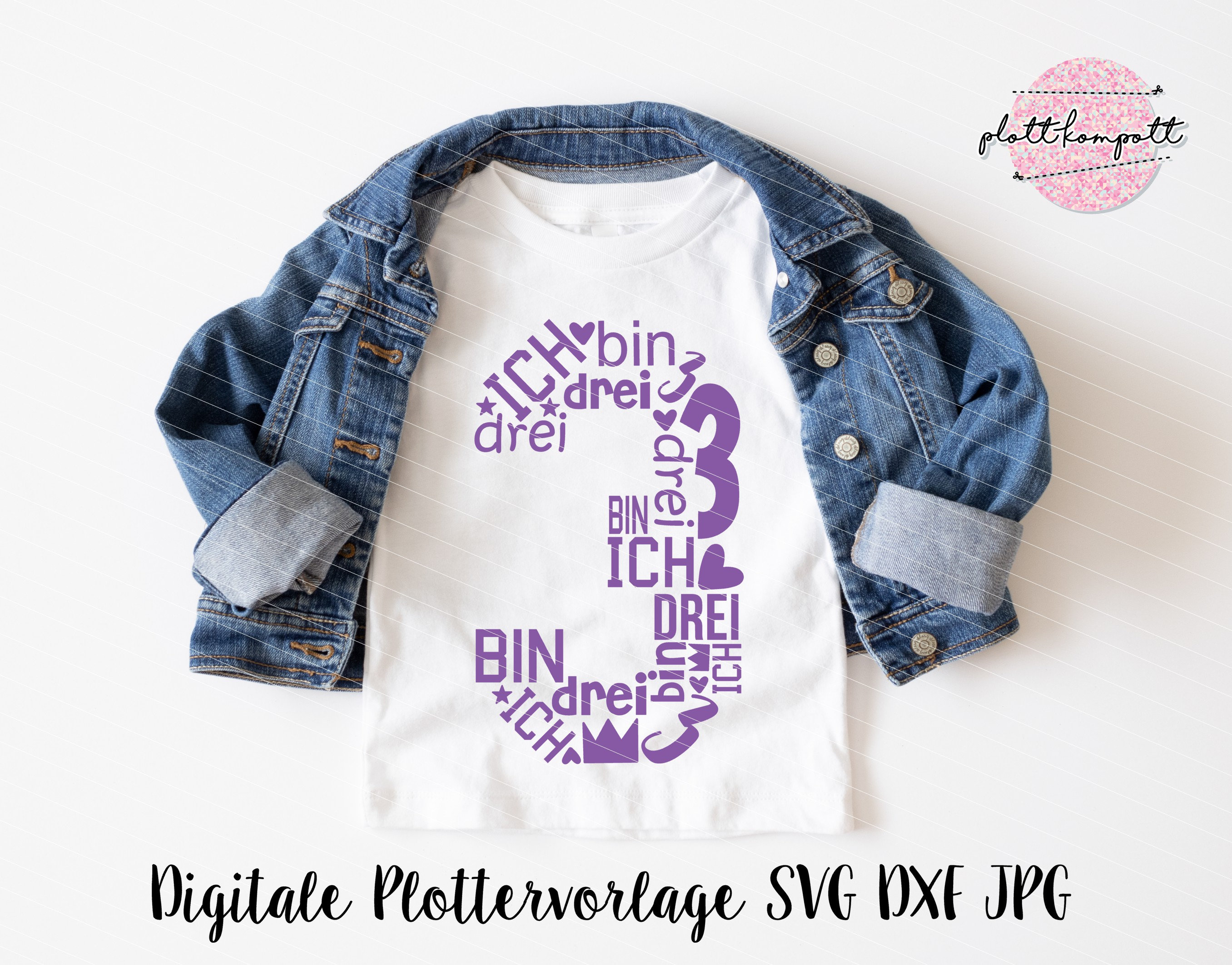 Plotterdatei Geburtstagszahl 3 drei SVG DXF JPG Plottervorlage plotten ...