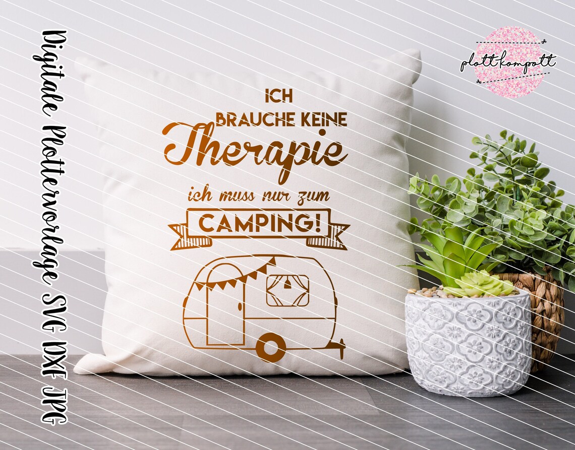 Plotterdatei Camping Therapie SVG DXF JPG Plottervorlage plotten Camping Wohnwagen Camper ...