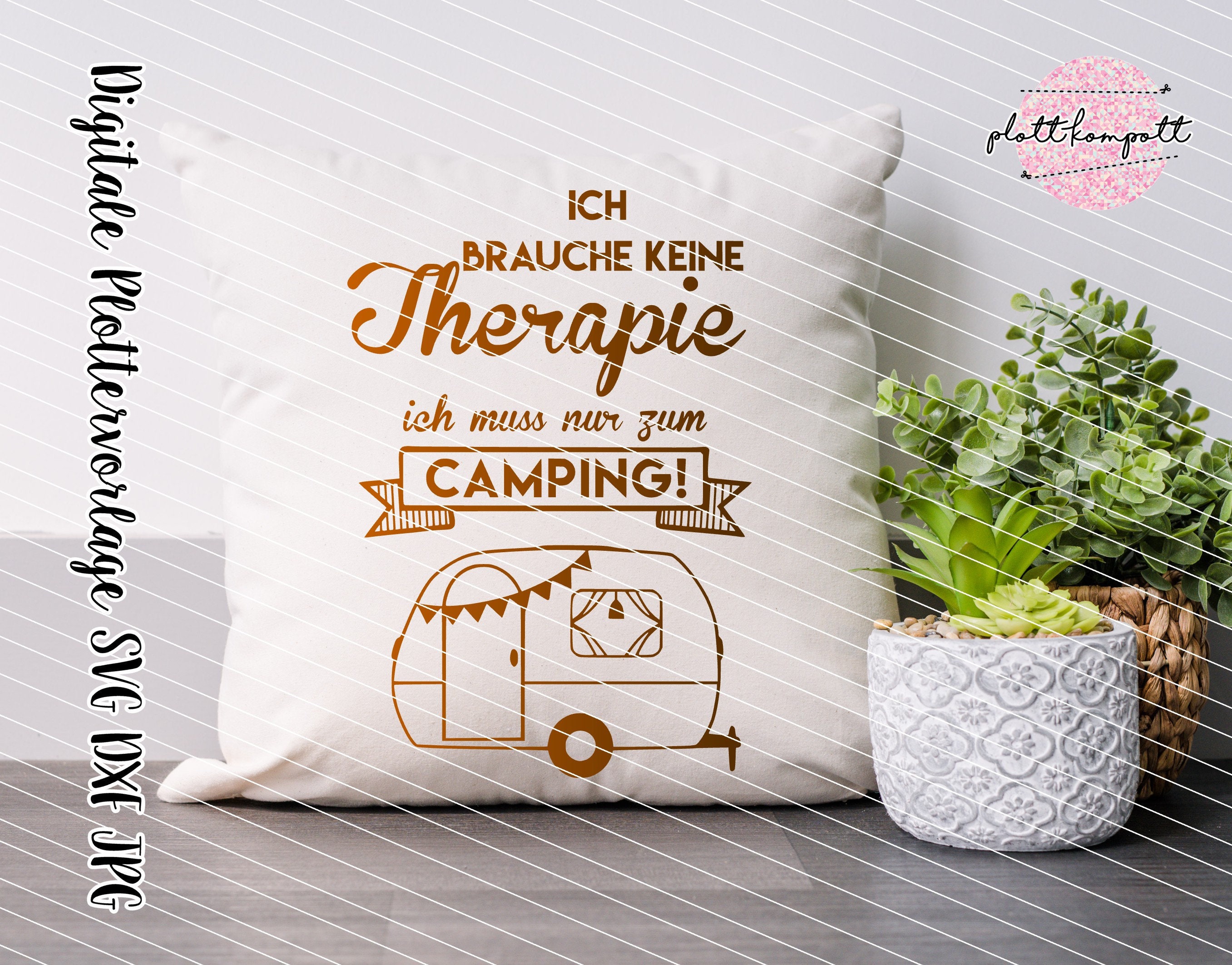 Plotterdatei Camping Therapie SVG DXF JPG Plottervorlage plotten Camping Wohnwagen Camper ...