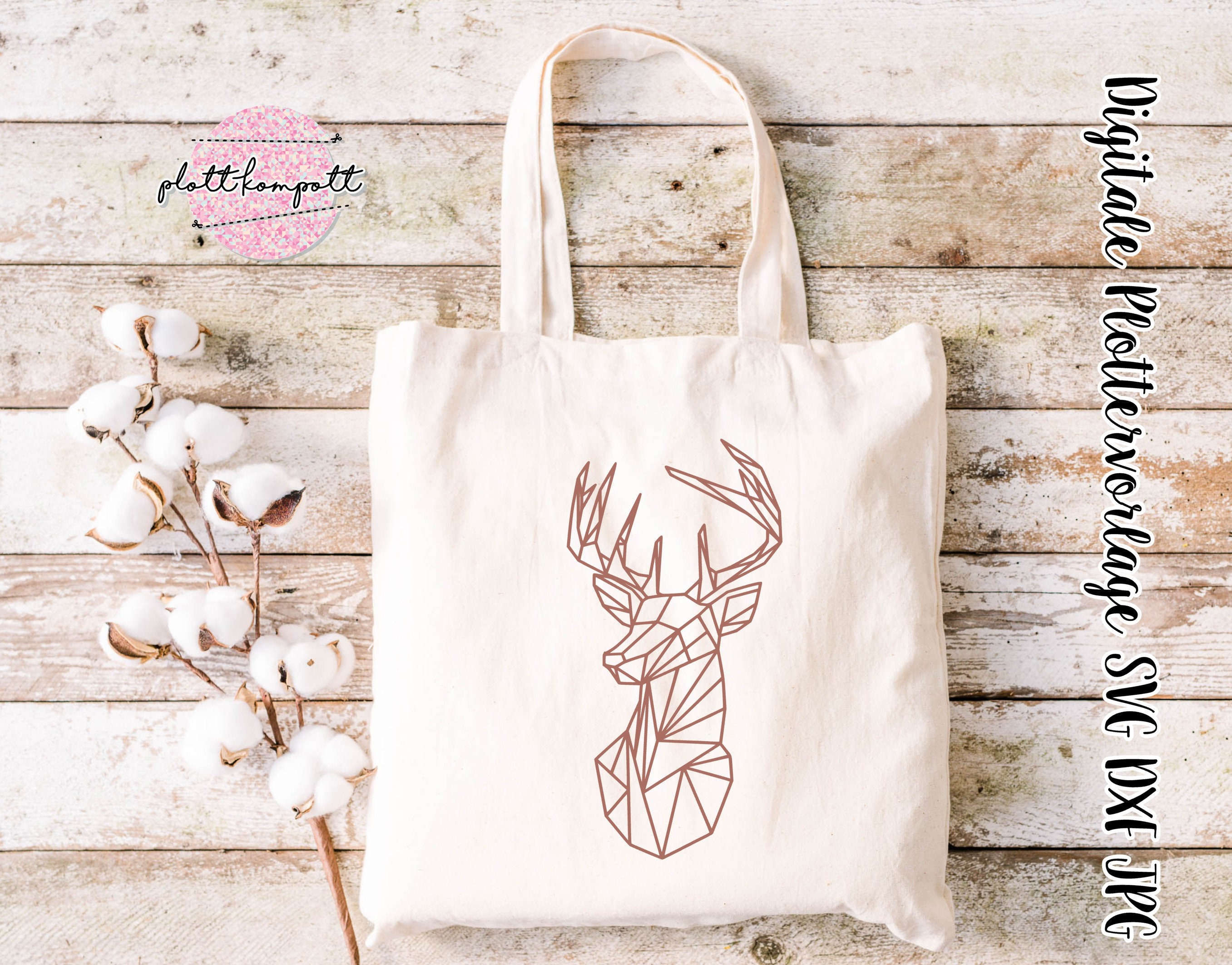 Plotterdatei Geometrischer Hirsch SVG DXF JPG Plottervorlage plotten Geweih Jäger Jagd ...