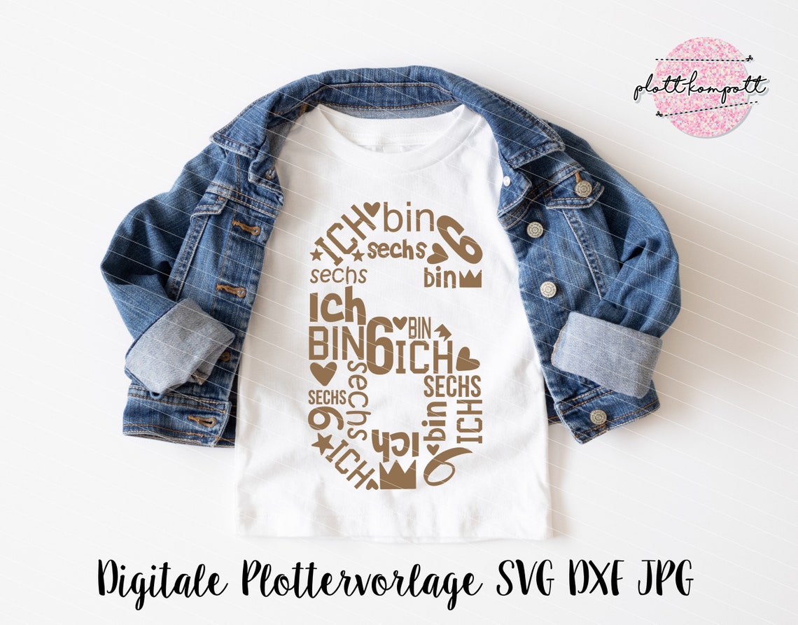 Plotterdatei Geburtstagszahl 6 sechs SVG DXF JPG Plottervorlage plotten Zahl zum Geburtstag ...