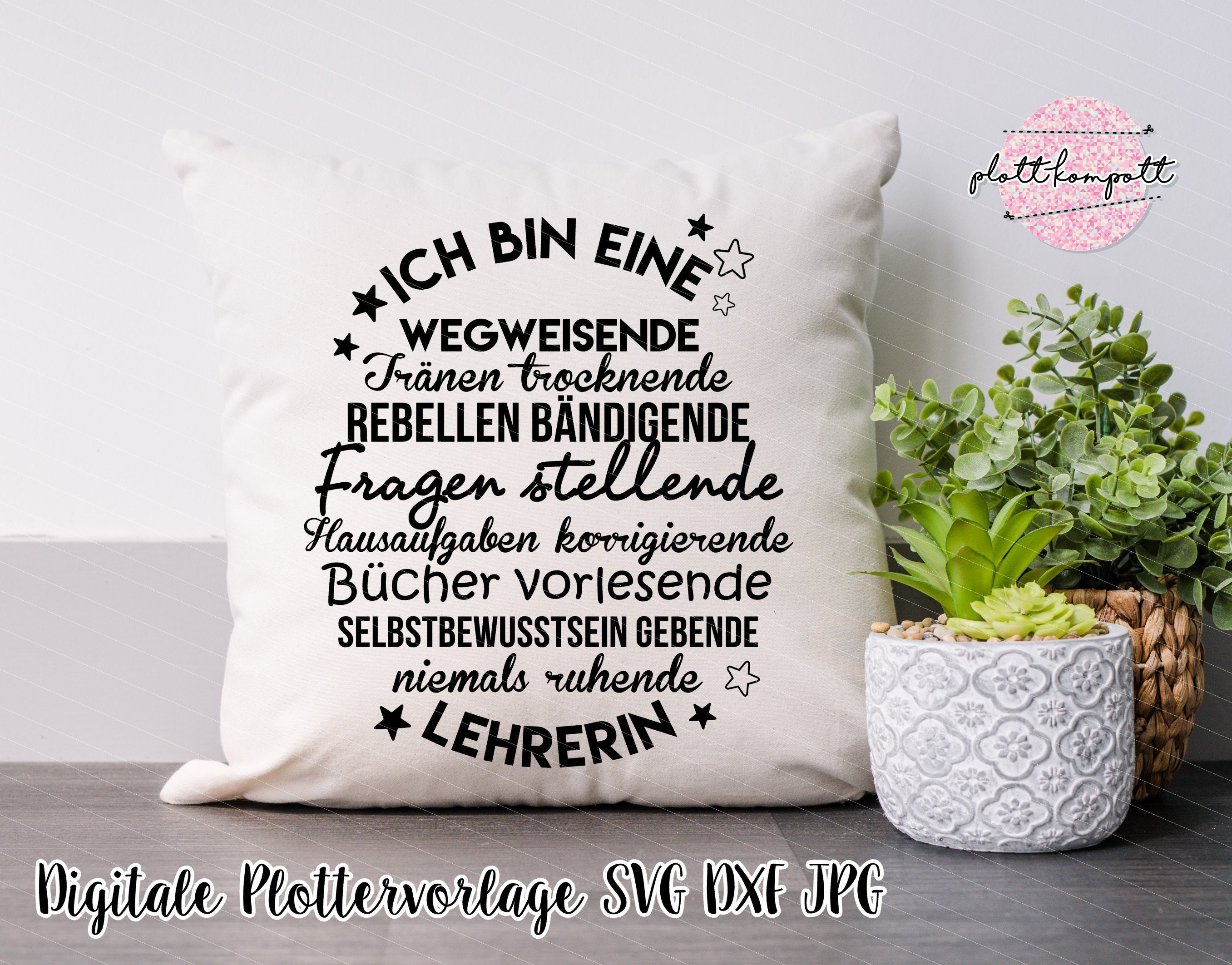 Plotterdatei Ich bin eine Lehrerin SVG DXF JPG Plottervorlage plotten Lehrerin Schule Lehrer ...