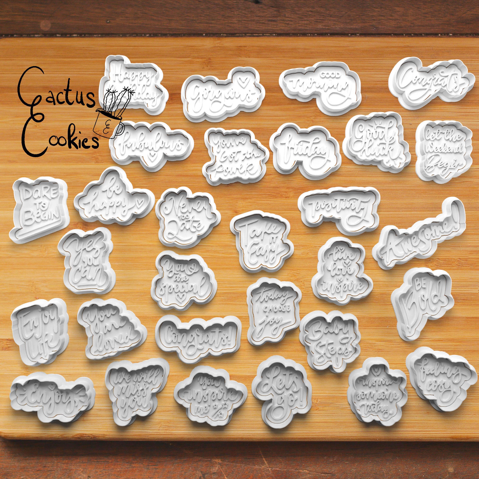 Digital STL File Download for 30 Wording Positivity Motivation Cookie ...