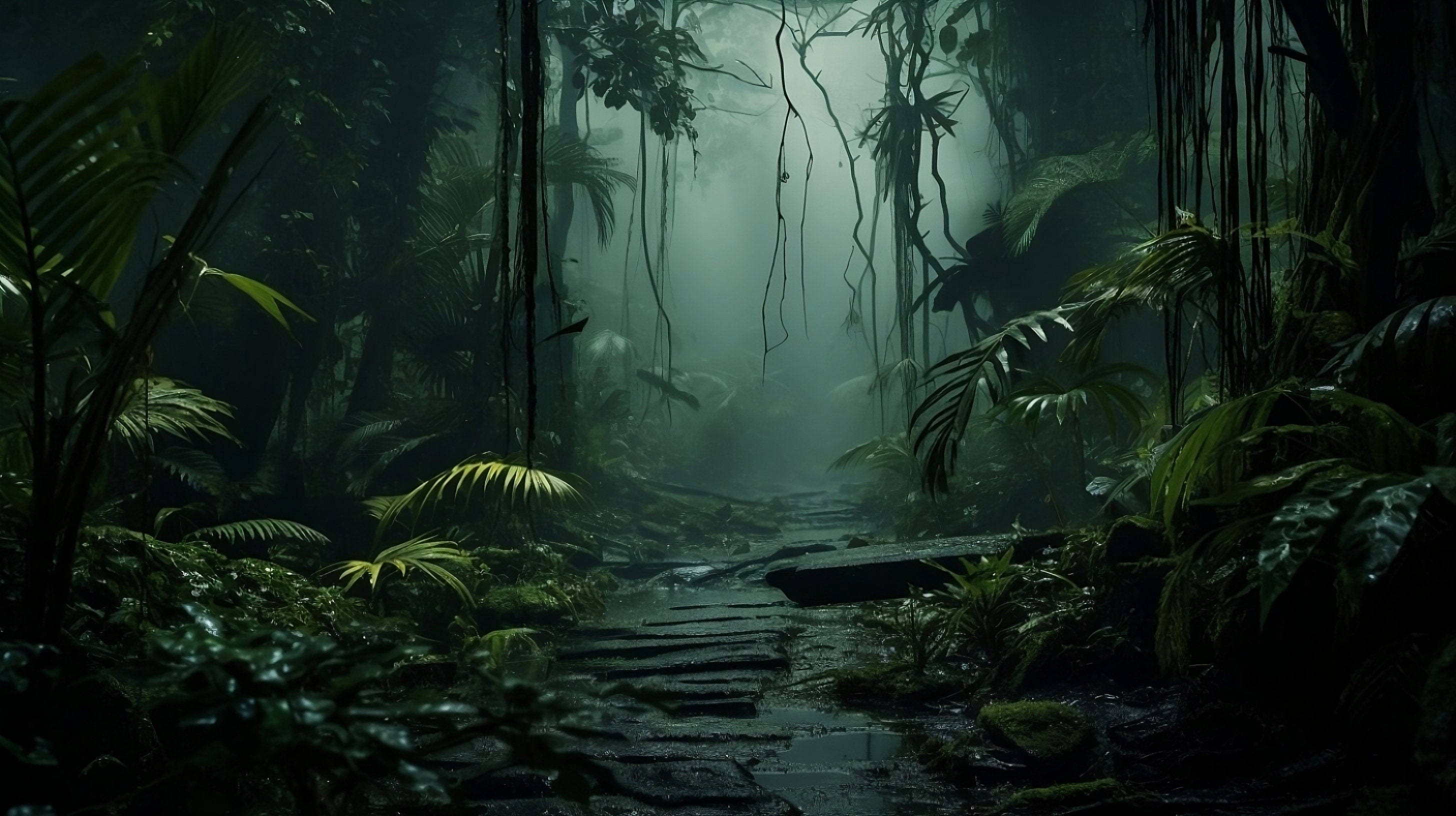Foggy Jungle Picture Wall Art Digital Art Etsy