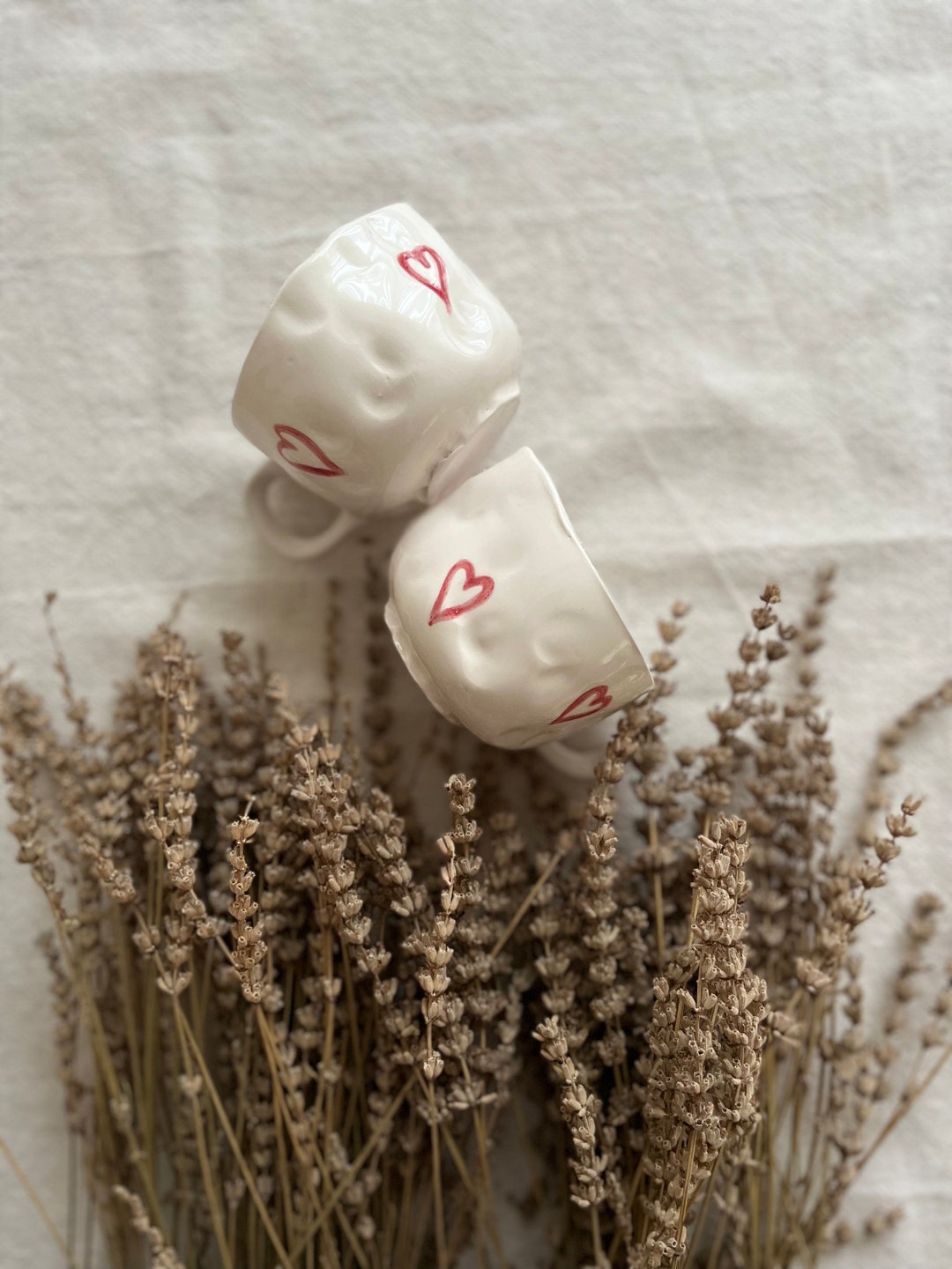 Amorphous Ceramic Mug Red Hearts - Etsy