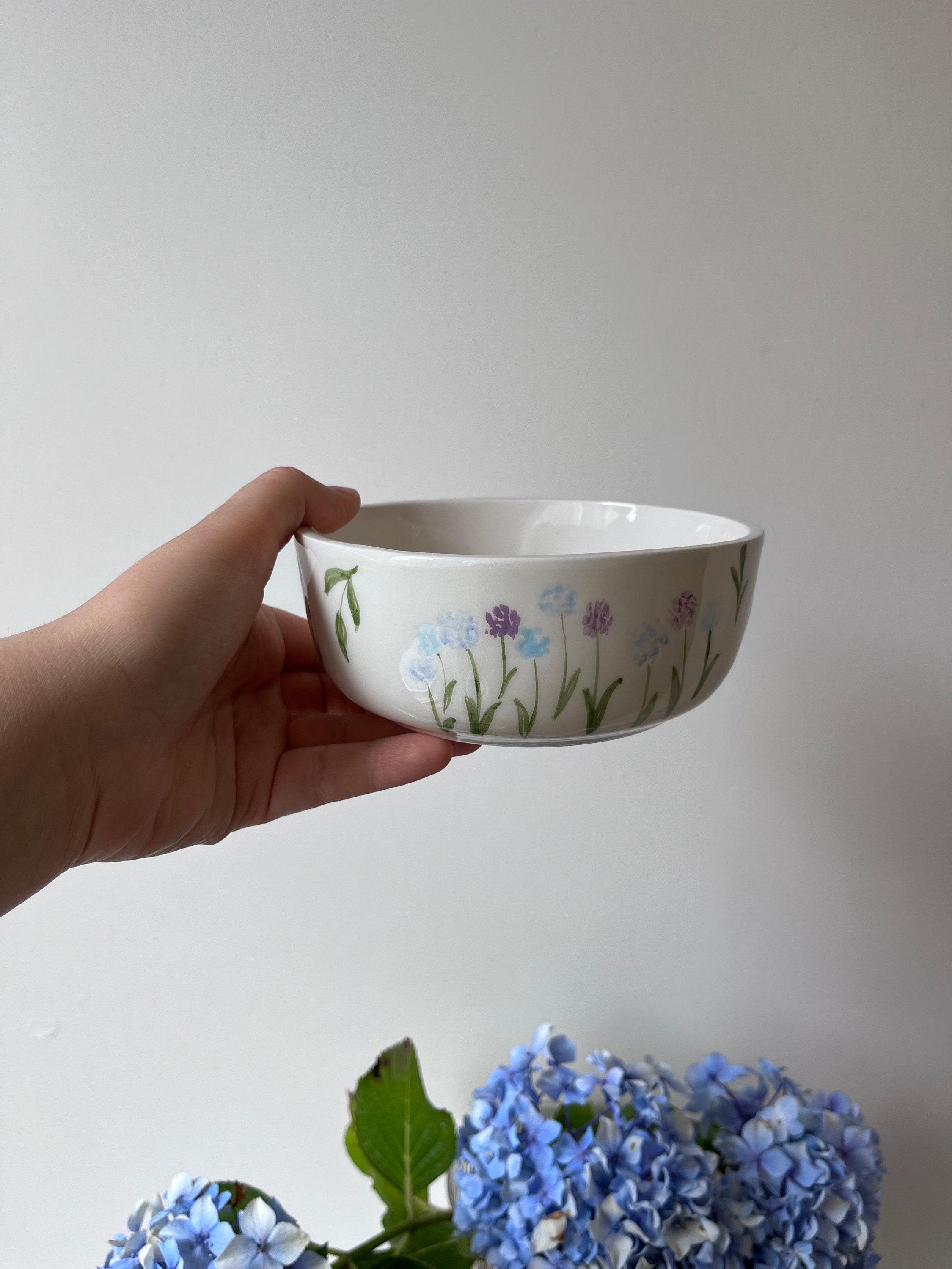 Handmade Ceramic Bowl With Hydrangea Flower - Etsy