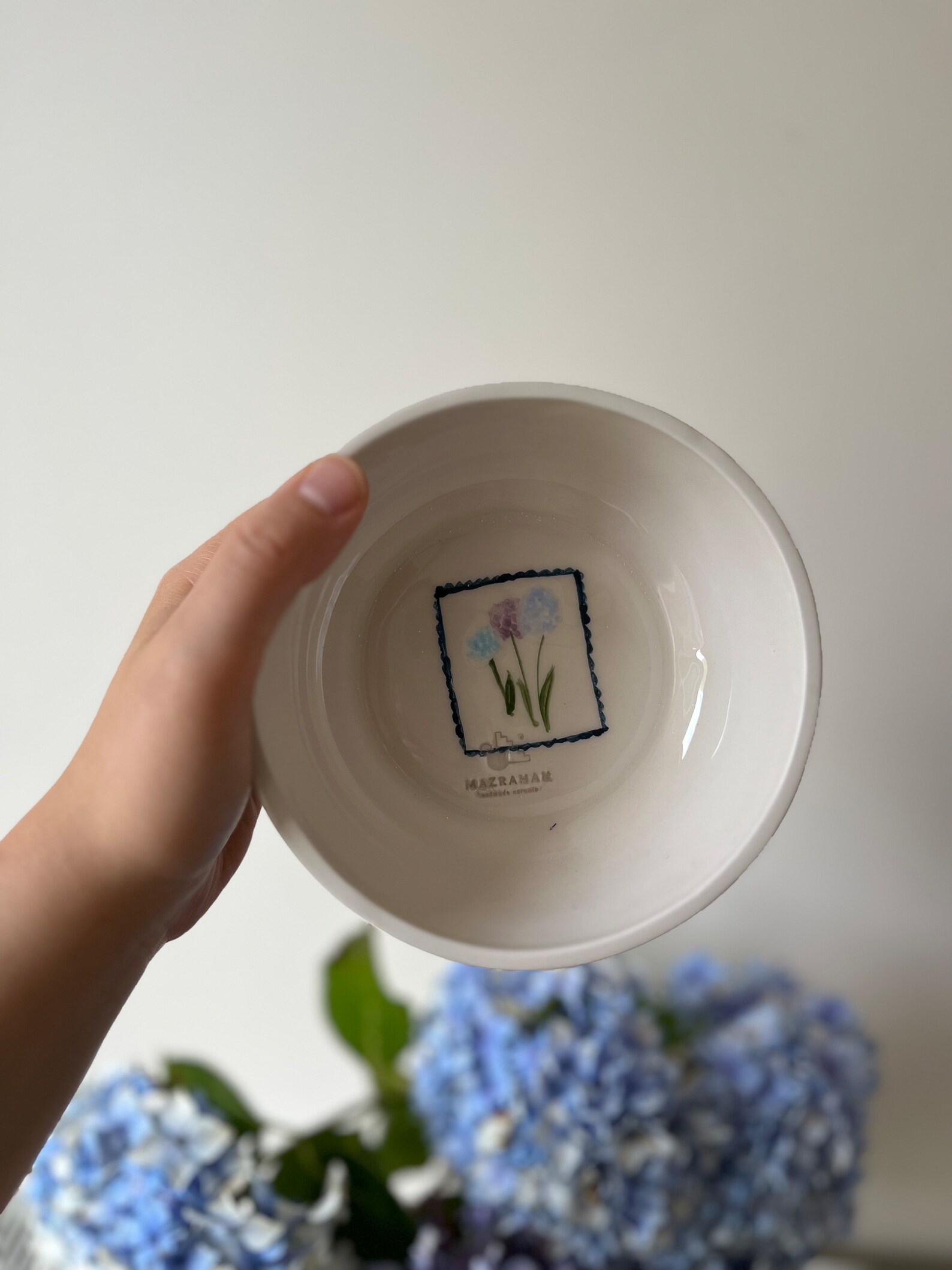 Handmade Ceramic Bowl With Hydrangea Flower - Etsy