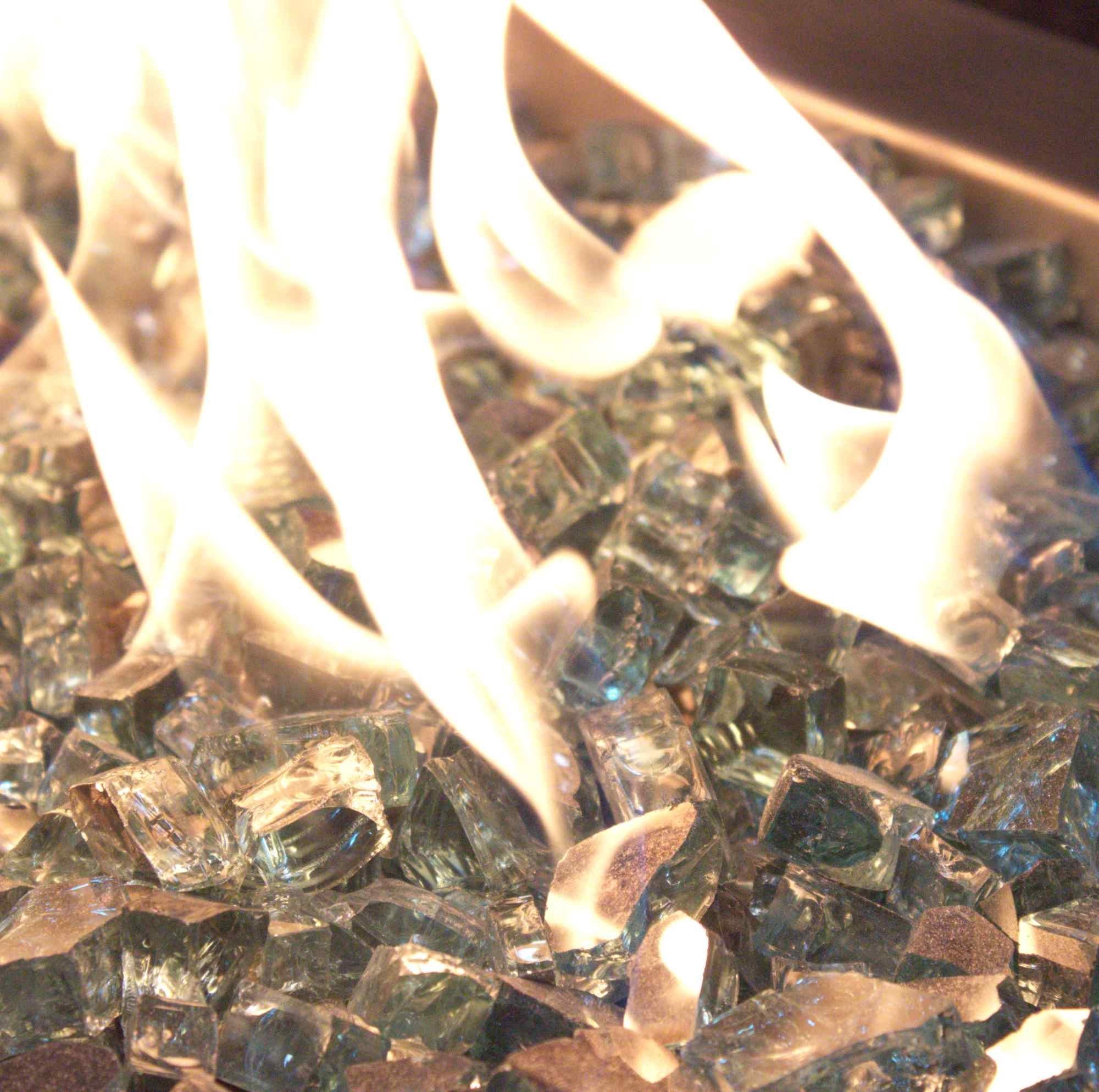 Fire Glass: 1/2-inch Thick Europa Blue, Tempered & Reflective, 10 Lb ...