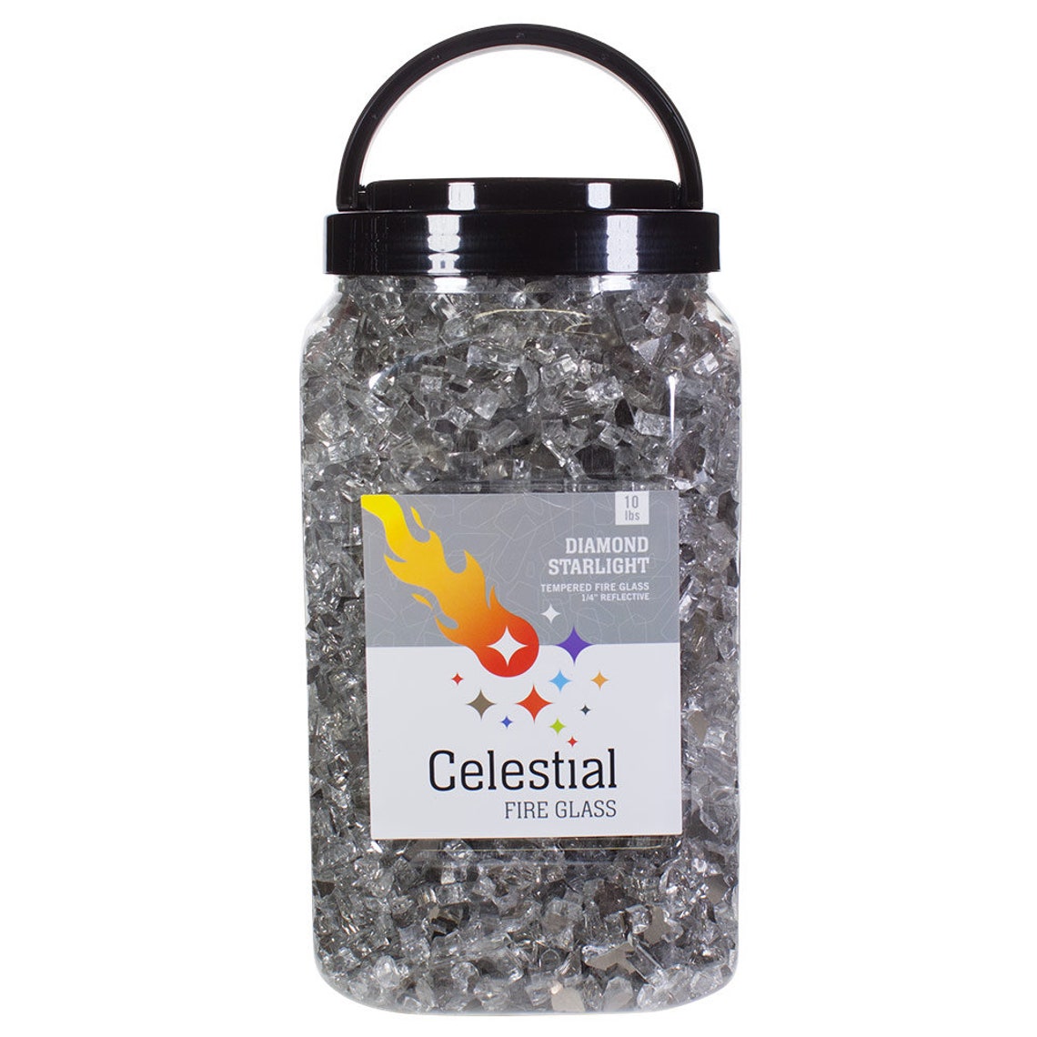 Fire Glass: 1/4-inch Thick Diamond Starlight, Tempered & Reflective, 10 ...
