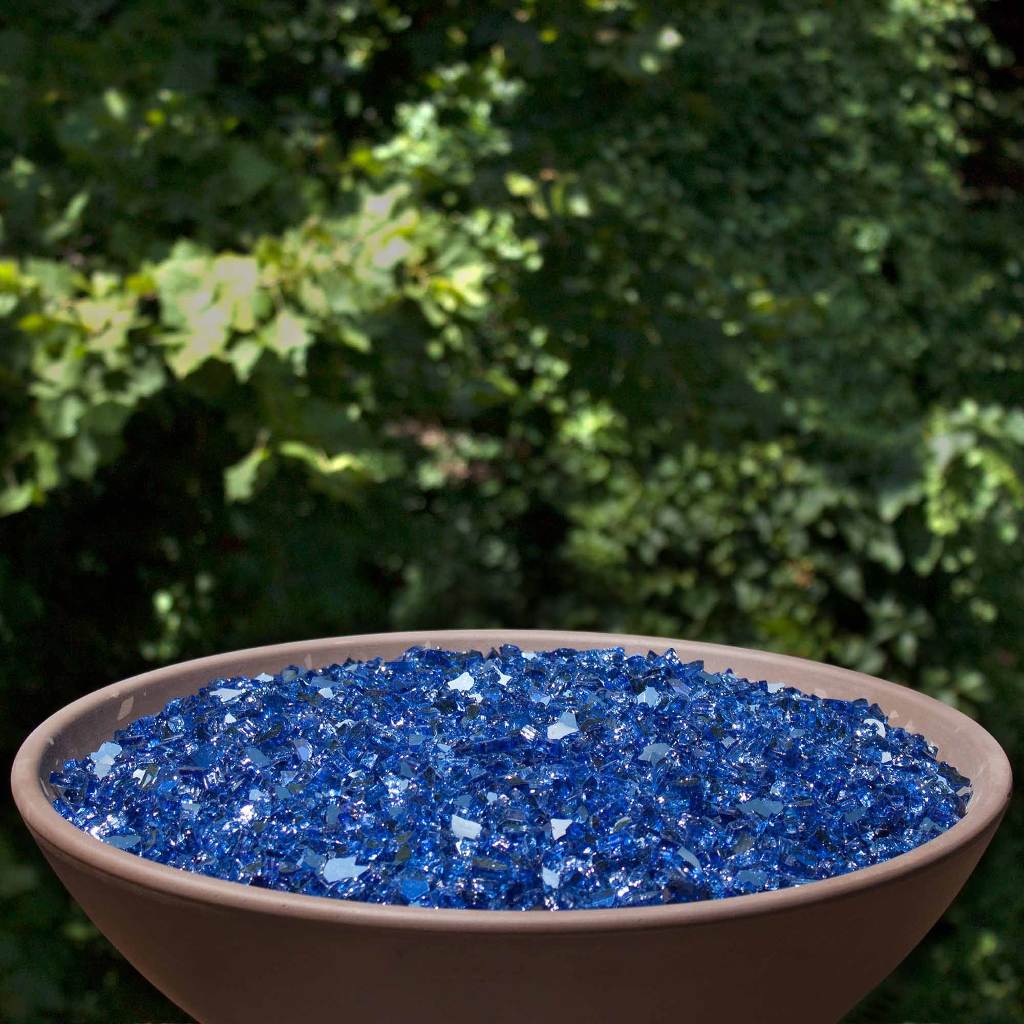 Fire Glass: 1/4-inch Thick Meridian Blue, Tempered & Reflective, 10 Lb ...