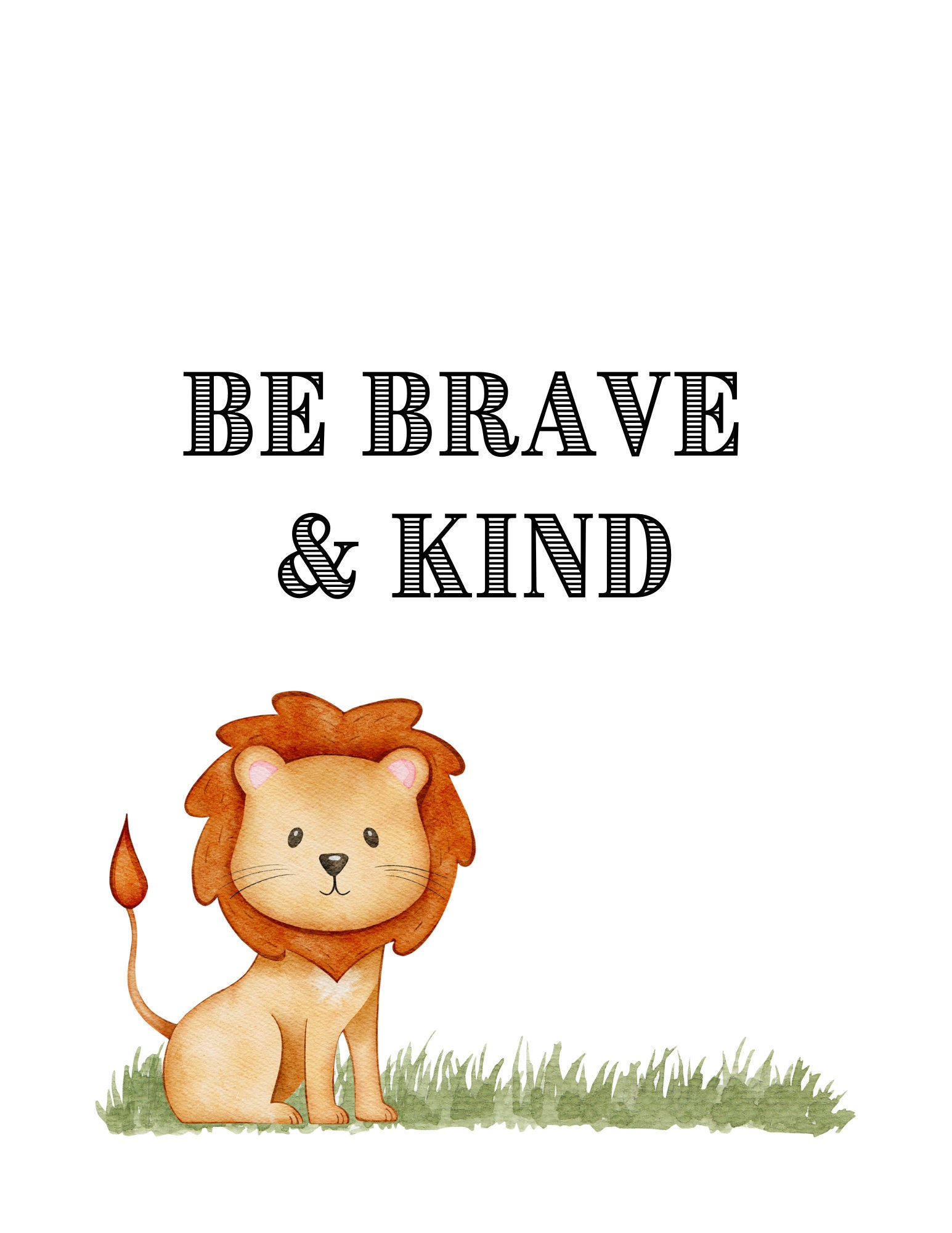 Be Brave and Kind Digital Poster - Nursery - Playroom - Montessori - Etsy