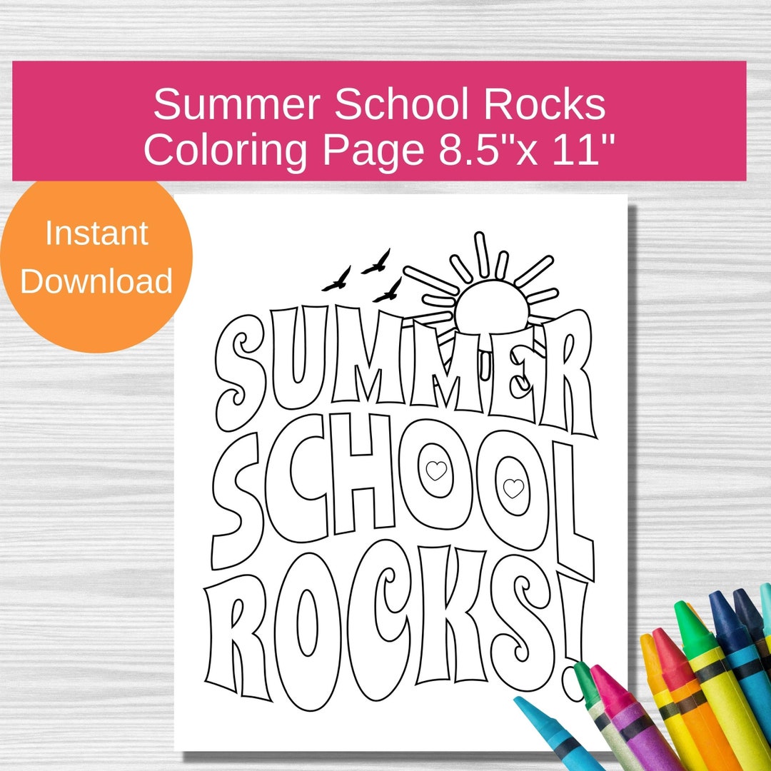 Summer School Coloring Page Printable Summer School Coloring - Etsy ...