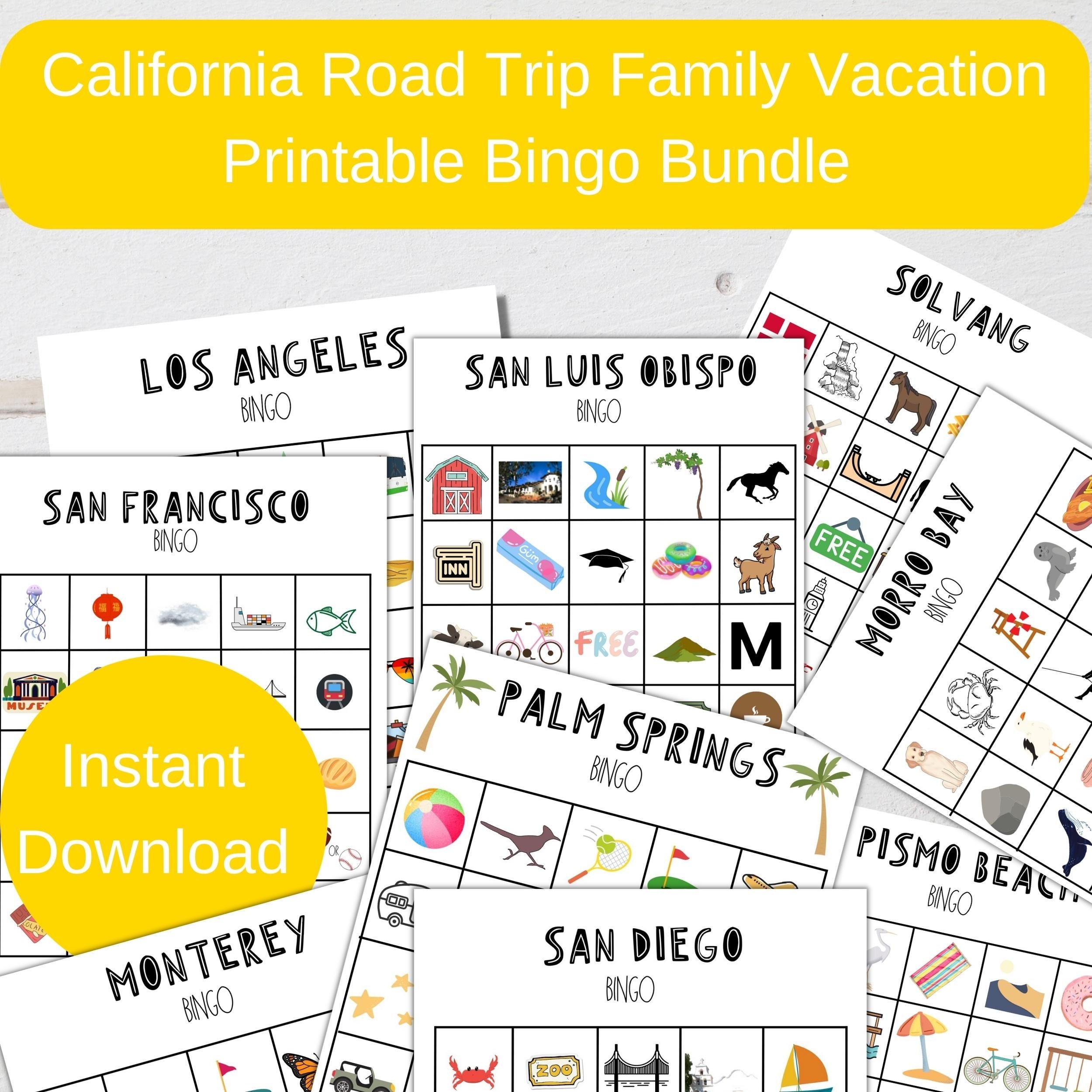 California Road Trip Activities for Kids Road Trip Bingo - Etsy