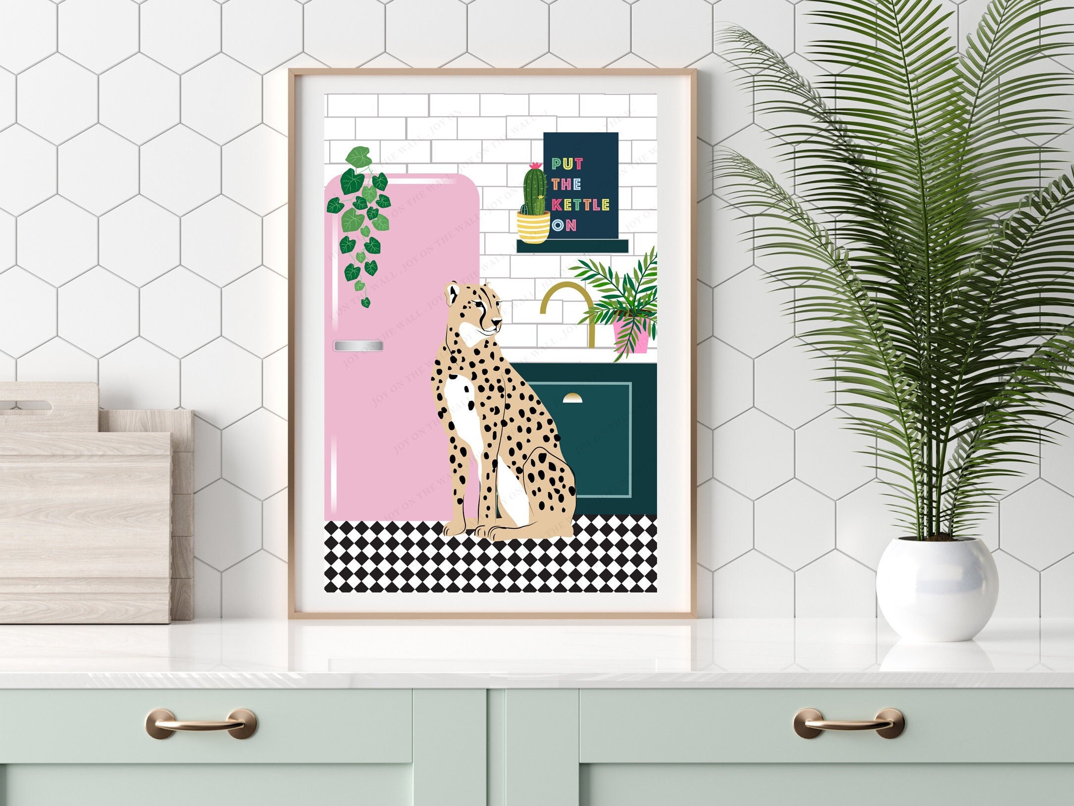 Cheetah in Kitchen Cheetah Print Kitchen Decor Wall Art Animal Print ...