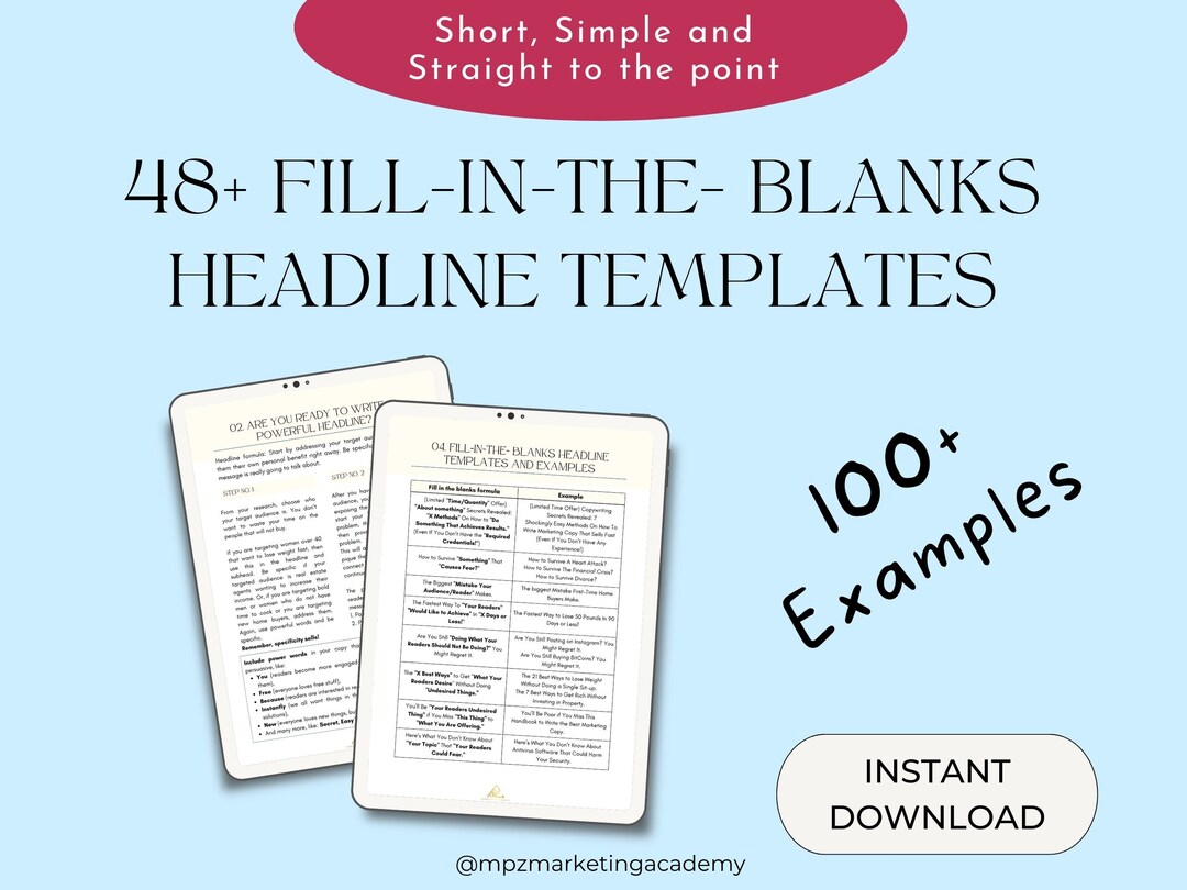 Done for You: 48+ Fill-in-the- Blanks Headline Templates and 100 ...