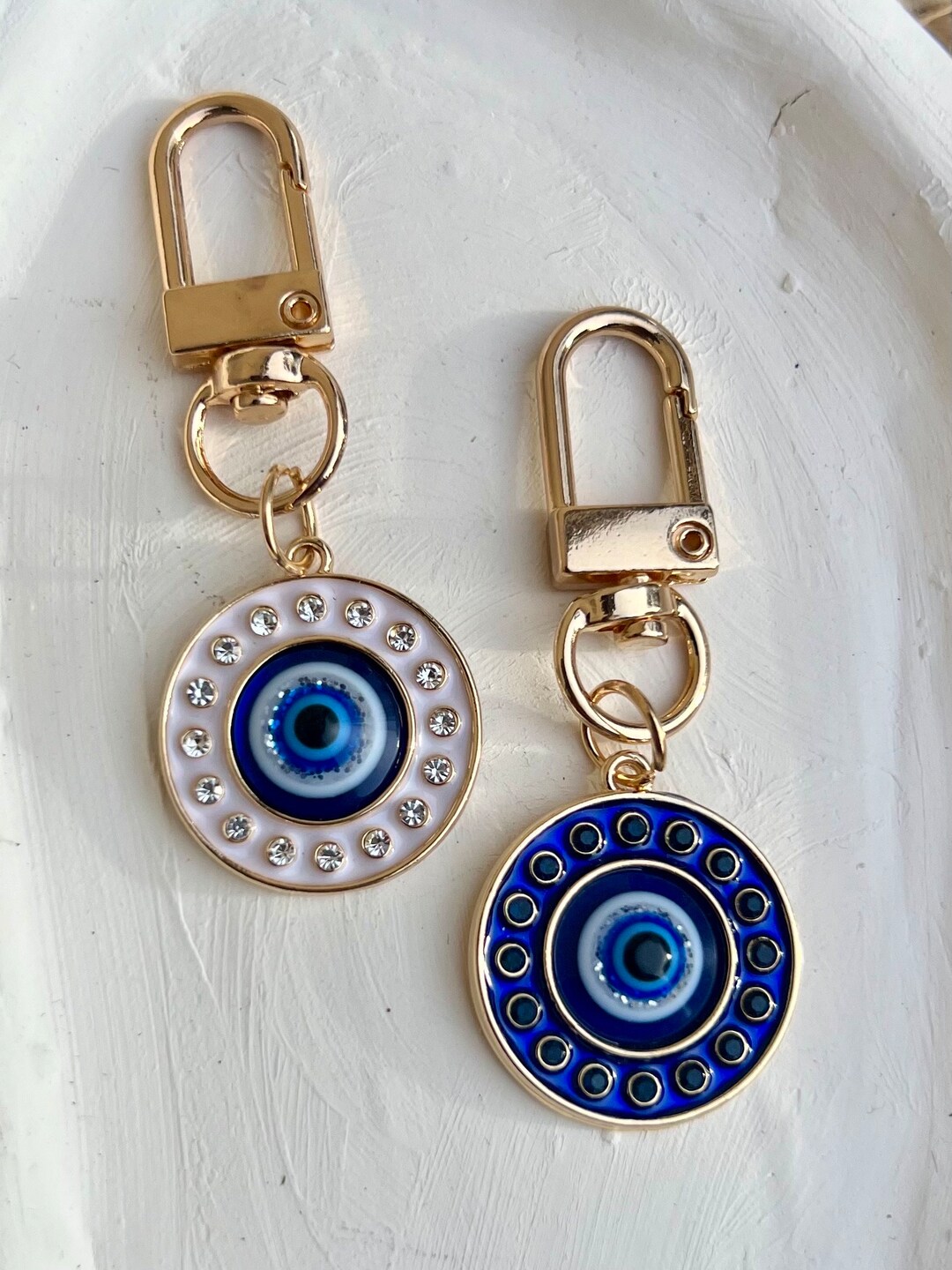 Water Drop Heart Evil Eye Key Ring, Key Ring for Friend Couple, Blue ...