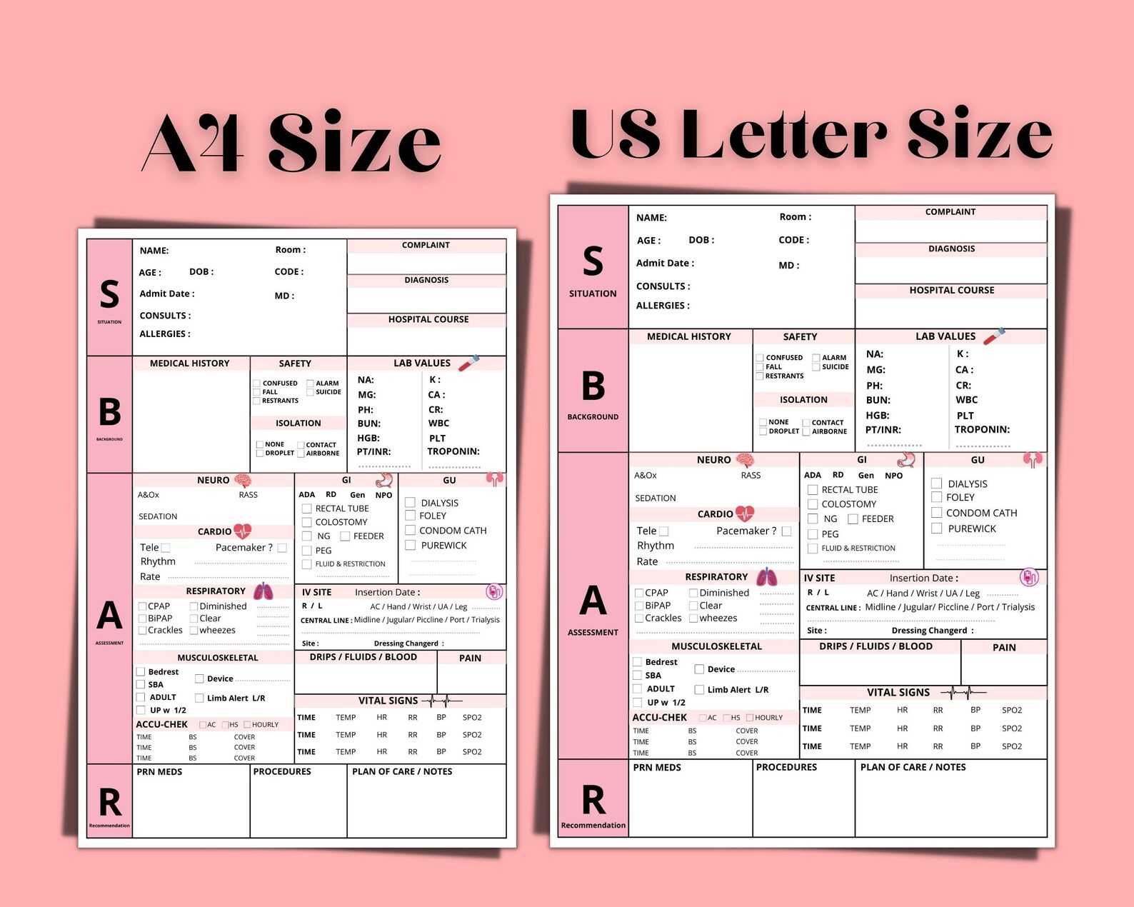 SBAR Nursing Report Sheet, Printable Nurse Student SBAR Report Sheet ...
