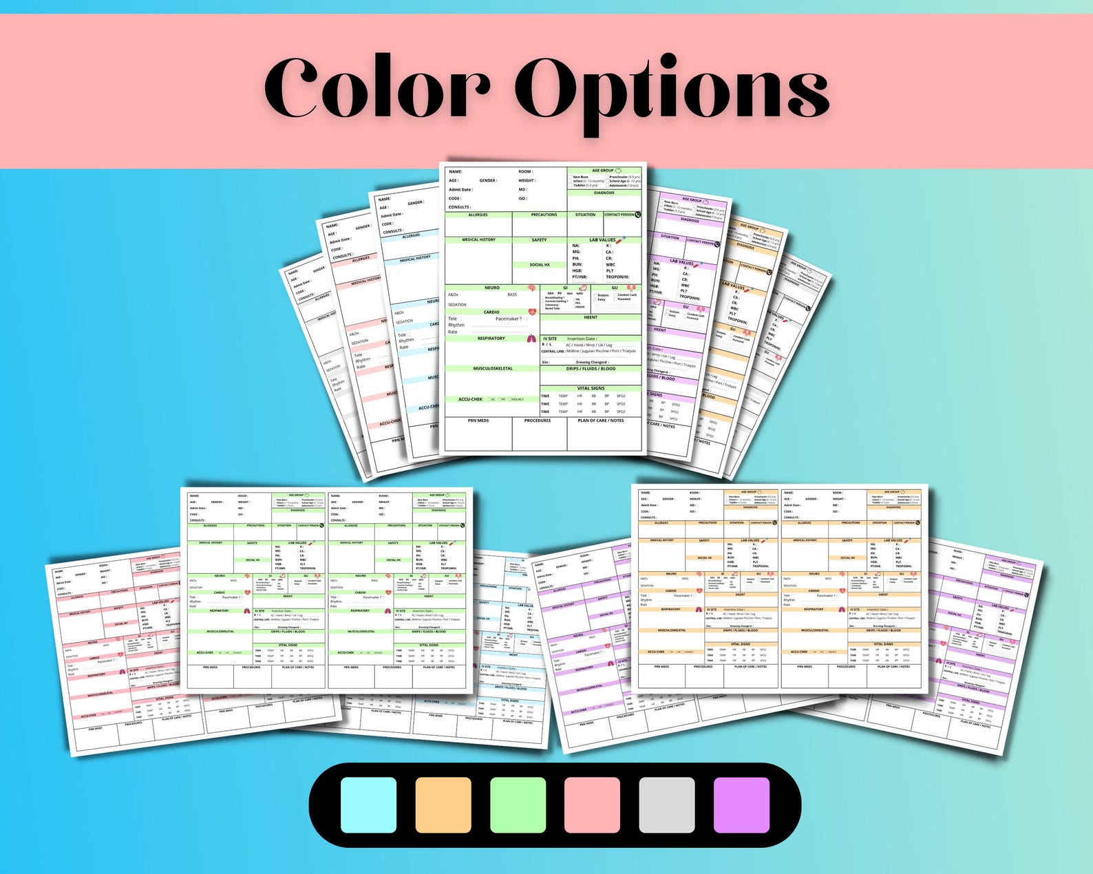 Pediatric Nurse Report Sheet | SBAR, PICU Assessment | Printable and ...