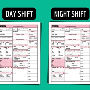 Printable Nursing Report Sheet, Day and Night Shift, Single Patient ...