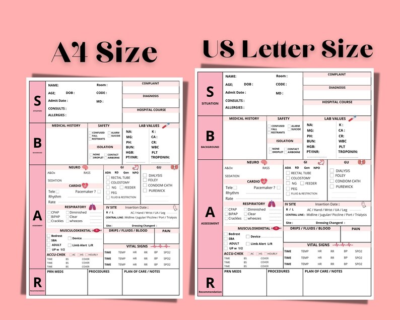 SBAR Nursing Report Sheet Printable Nurse Student SBAR Report - Etsy UK