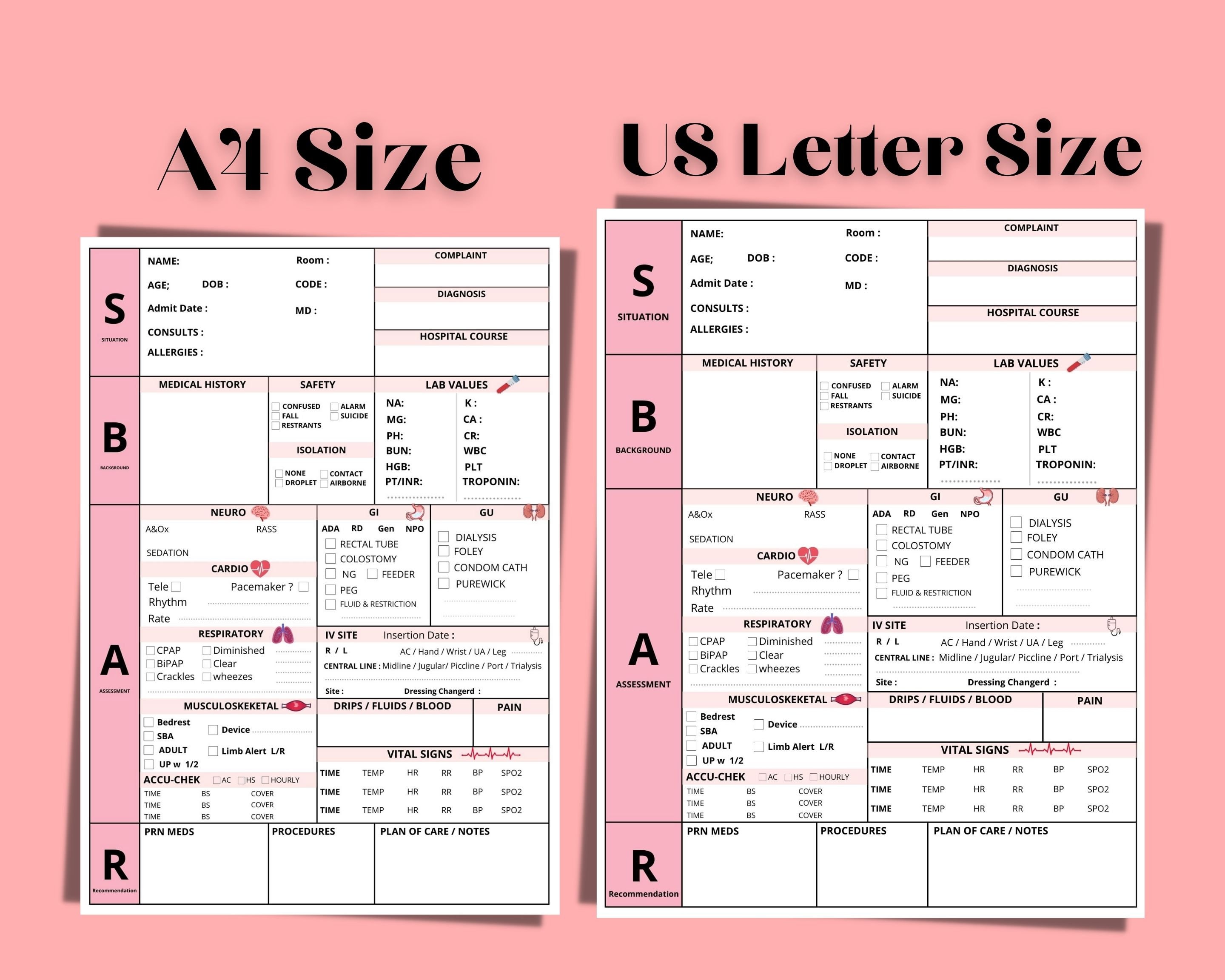 SBAR Nursing Report Sheet Printable Nurse Student SBAR Report - Etsy UK