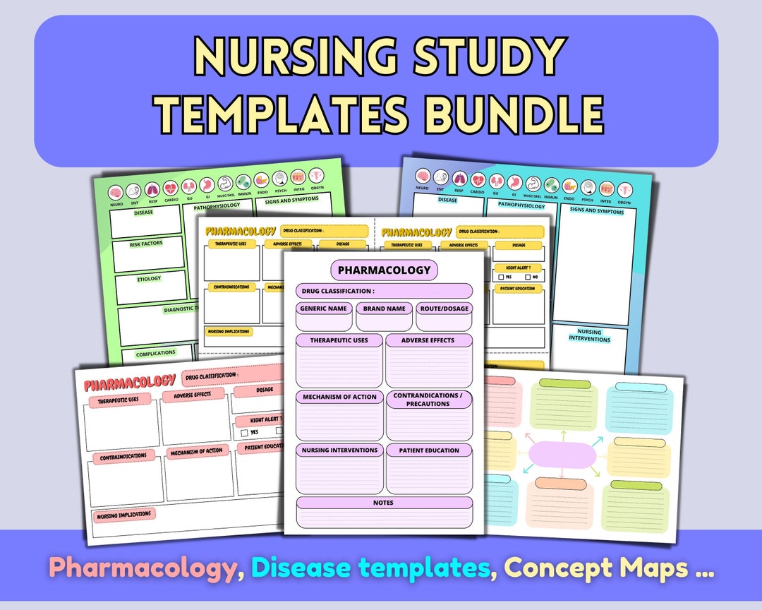 Digital Nursing Study Templates Bundle, Concept Maps, Disease Templates ...