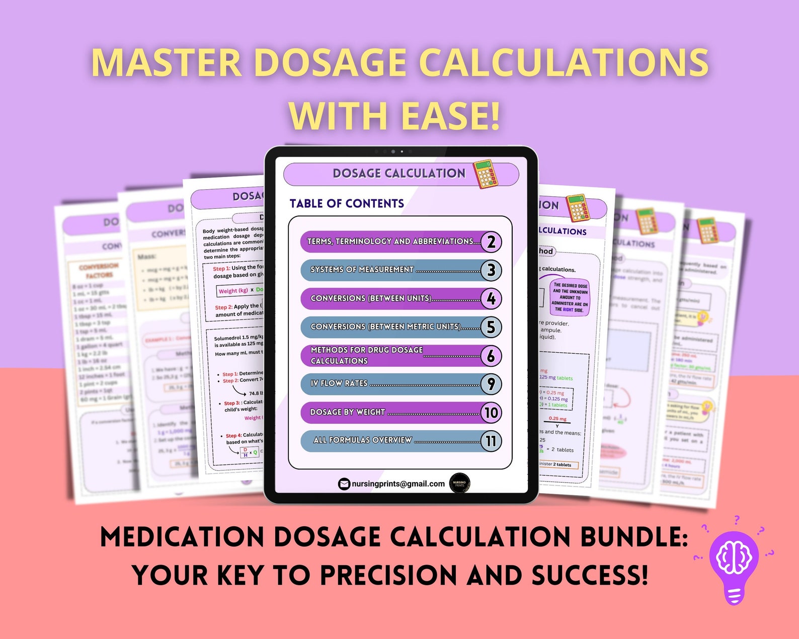 Nursing Dosage Calculation Study Guide BUNDLE: Pharmacology Med Math ...