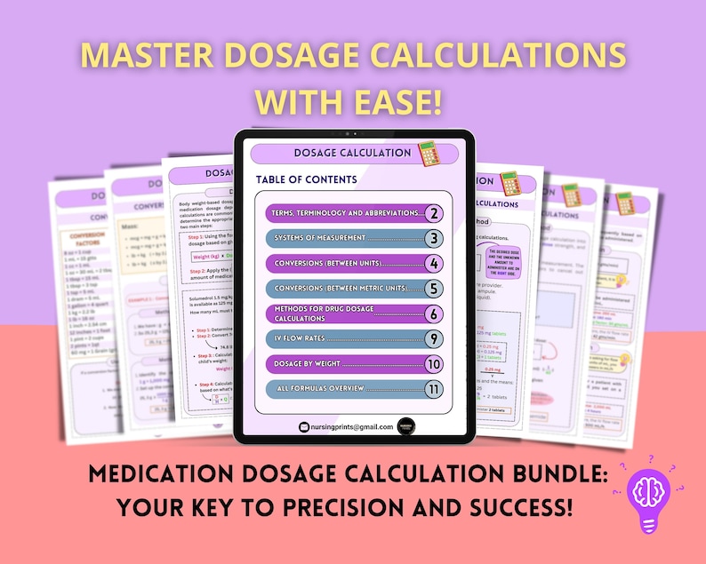 Nursing Dosage Calculation Study Guide BUNDLE: Pharmacology Med Math ...