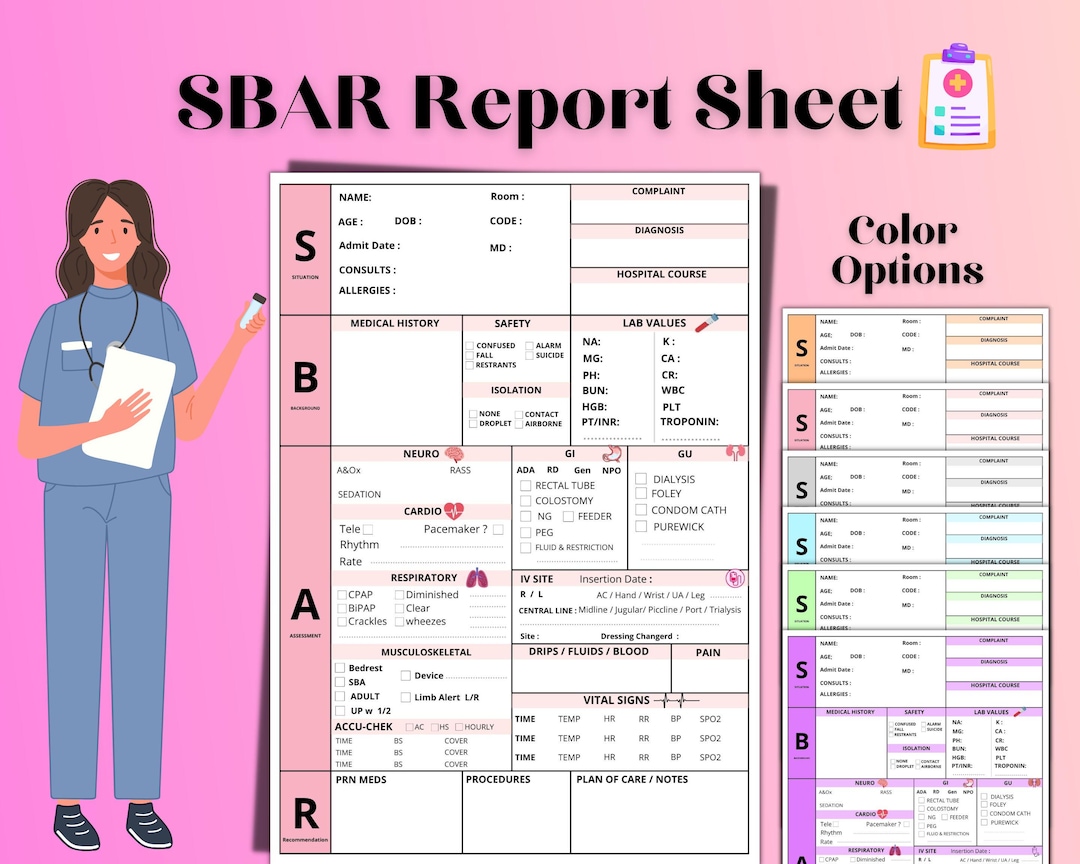 SBAR Nursing Report Sheet: Printable & Editable Template (digital ...