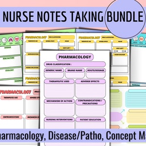 Nurse Note Taking BUNDLE, Printable Nursing School Notes, Concept Map ...