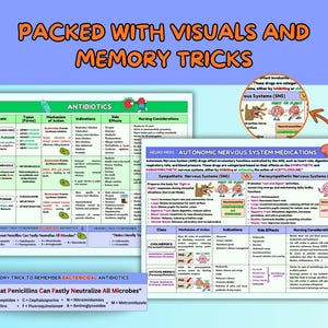 Pharmacology Cheat Sheet Bundle, Nursing Notes Study Guide | 120+ Drug ...