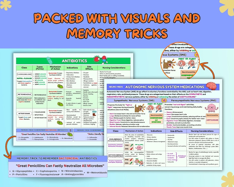 Pharmacology Cheat Sheet Bundle, Nursing Notes Study Guide | 120+ Drug ...
