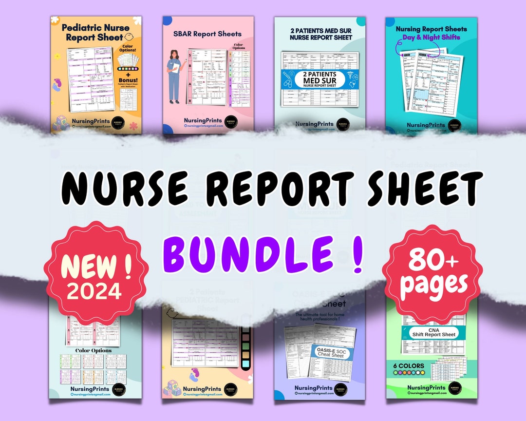 Nursing Report Sheet Bundle, Printable Report Sheets, ICU Nurses ...