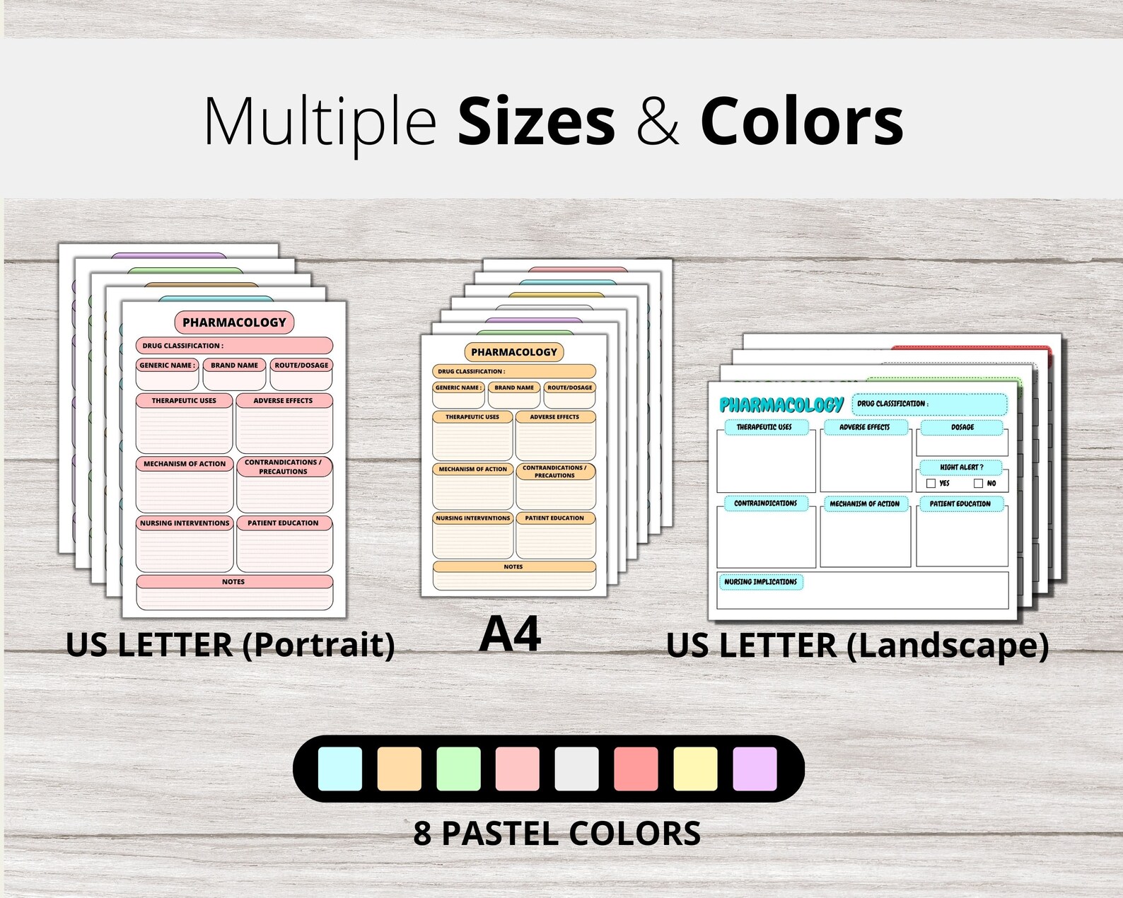 Printable & EDITABLE Nursing School Pharmacology Template Printable ...