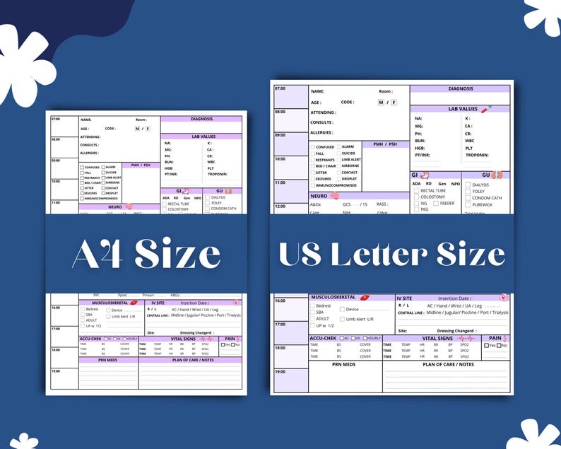 Editable ICU Nurse Report Sheet With Hourly Rounding (PDF & Canva ...