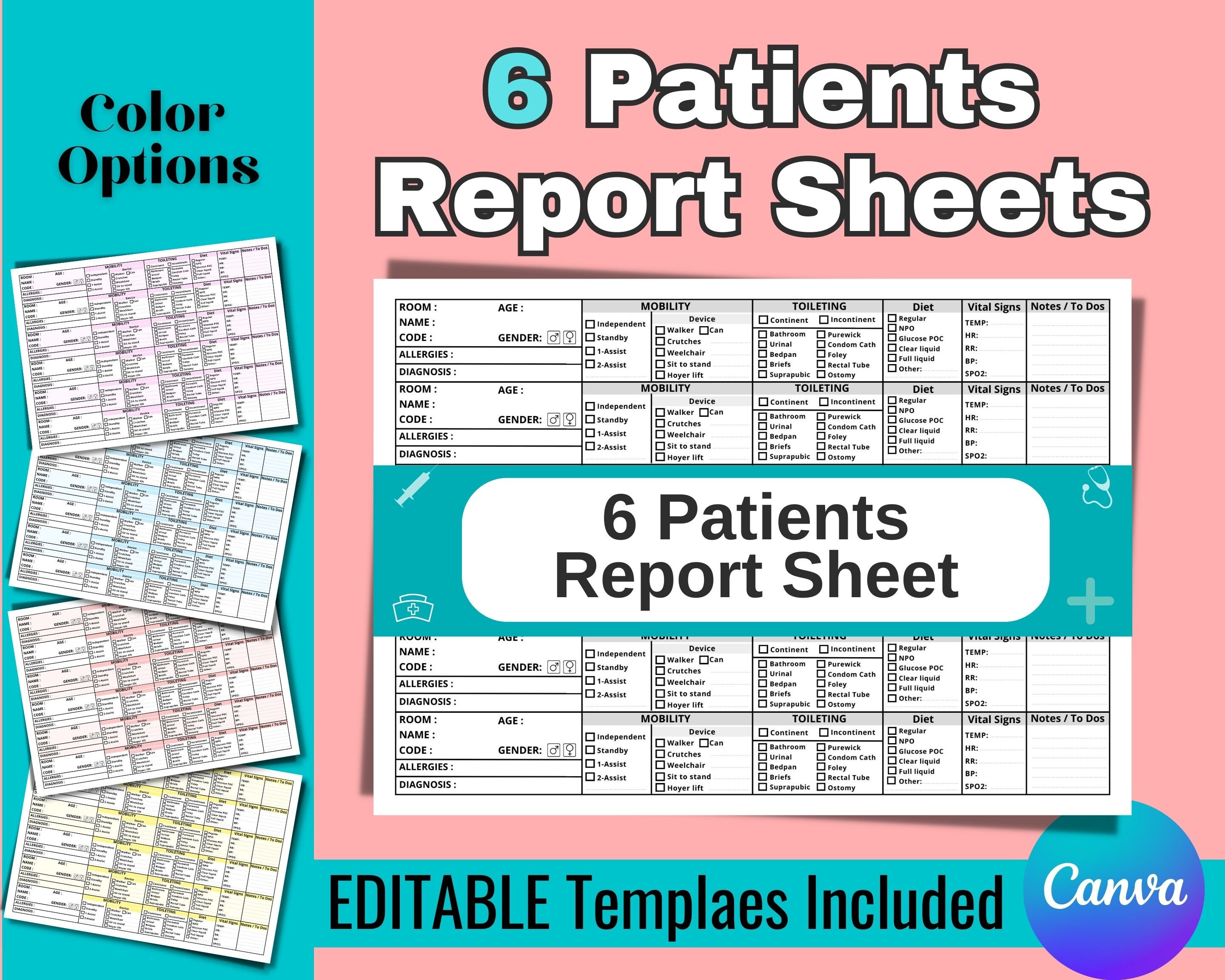 Nursing Report Sheet Bundle, Printable Report Sheets, ICU Nurses ...