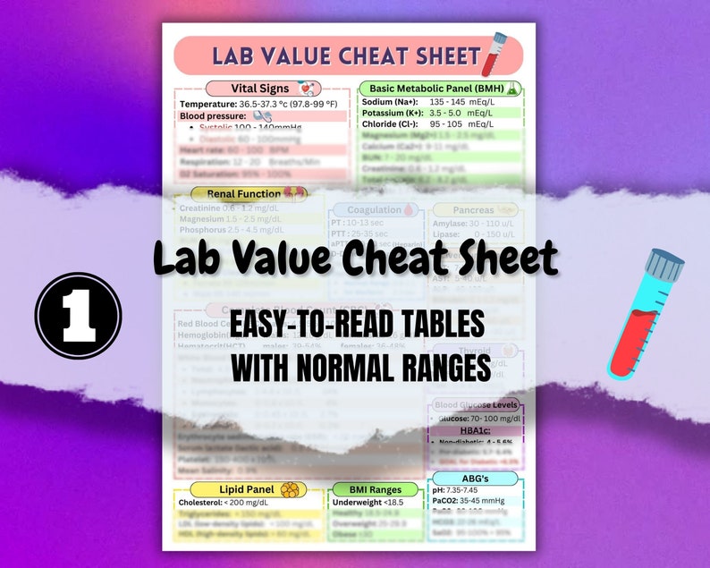 Nursing Lab Values Bundle: Cheat Sheets, Memory Tricks, Interpretation Guide - Etsy