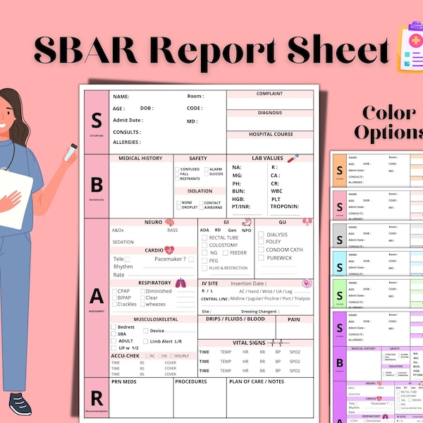 Sbar Nurse Report Sheet - Etsy