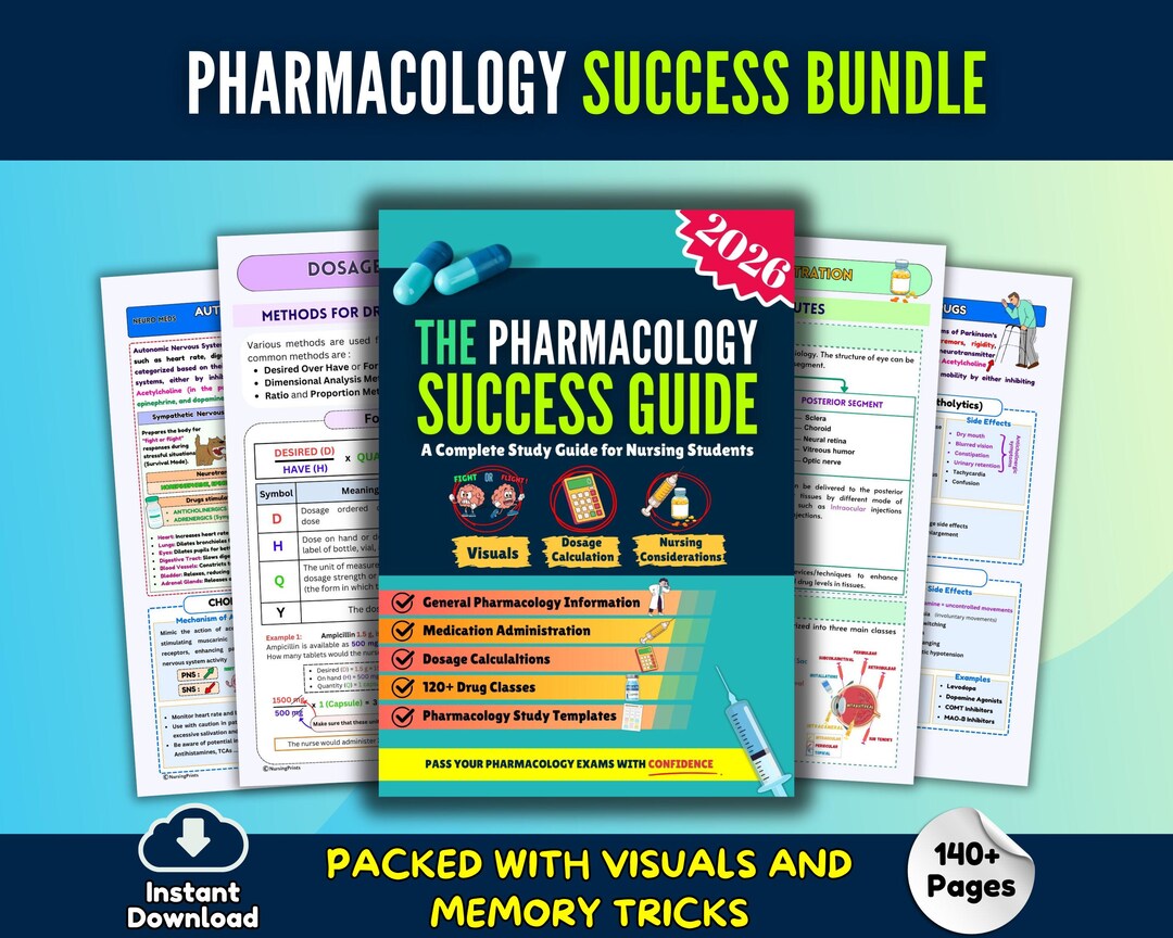 The Pharmacology Success Guide | 141-page Nursing Study Guide With 120 ...