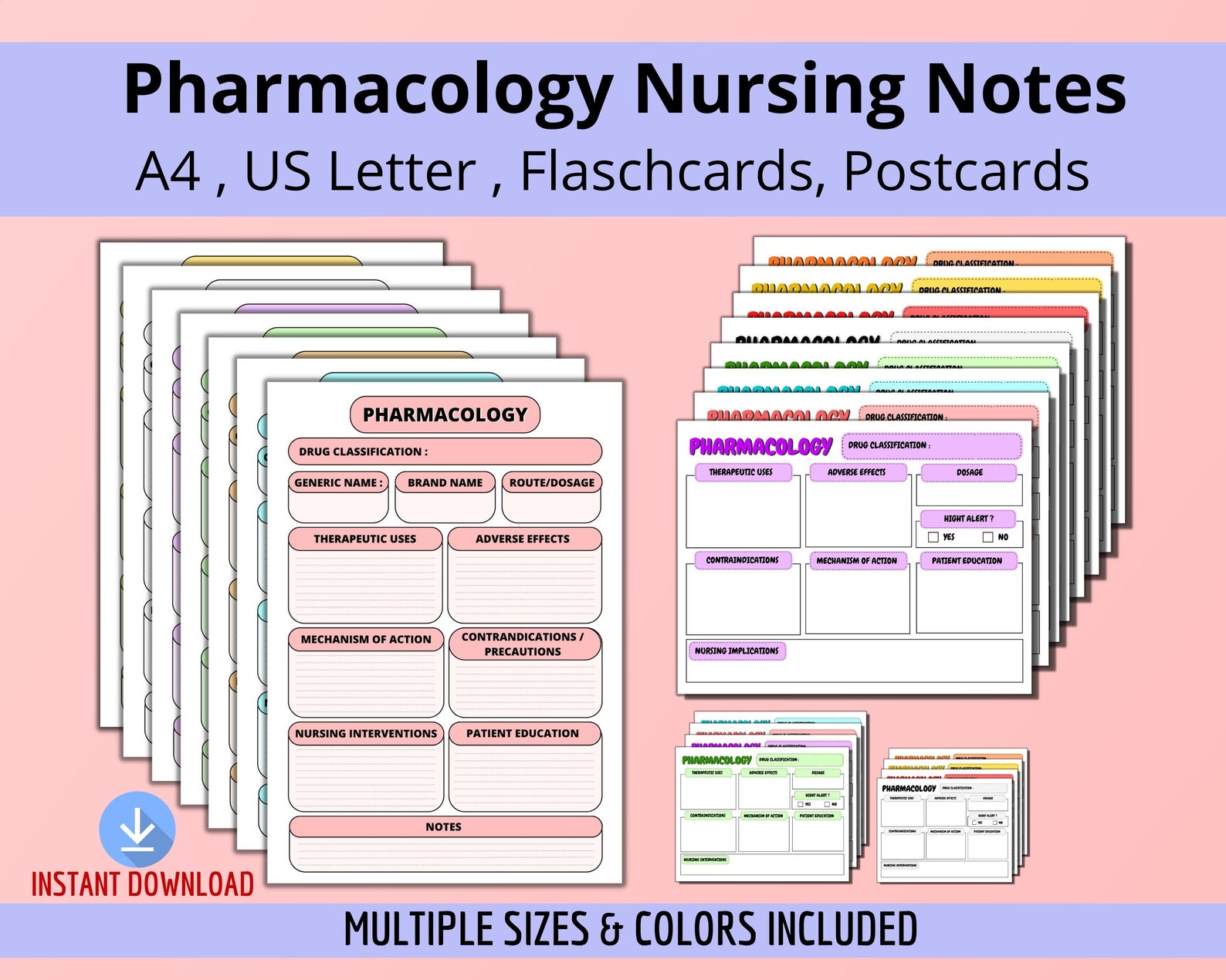 Nurse Note Taking BUNDLE, Printable Nursing School Notes, Concept Map ...