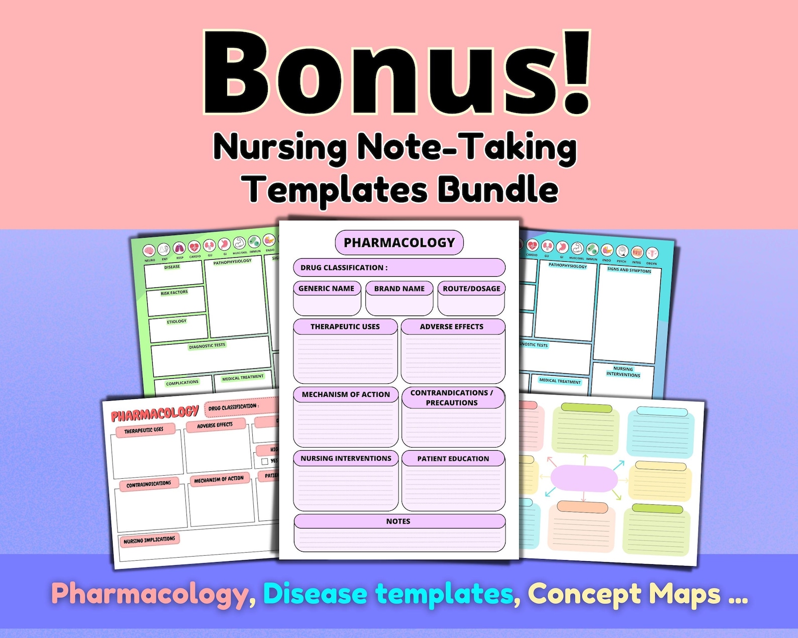 Pharmacology Cheat Sheet Bundle, Nursing Notes Study Guide | 120+ Drug ...