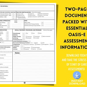 OASIS-E Cheat Sheet: Home Health Nurse SOC Cheatsheet Template - Etsy