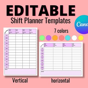 Editable Nursing Shift Planner: Hourly Schedule for 4 Patients, A4, US ...