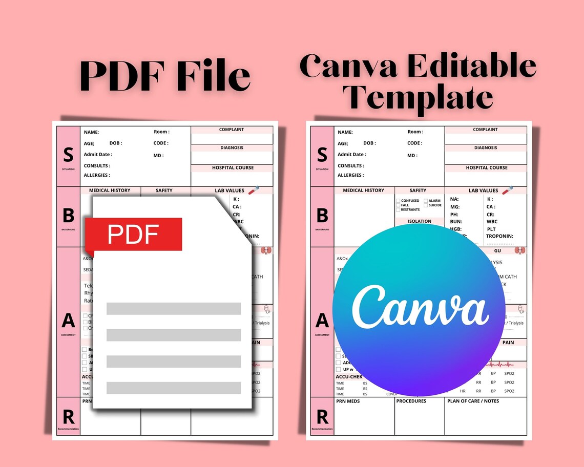 SBAR Nursing Report Sheet Printable Nurse Student SBAR Report - Etsy